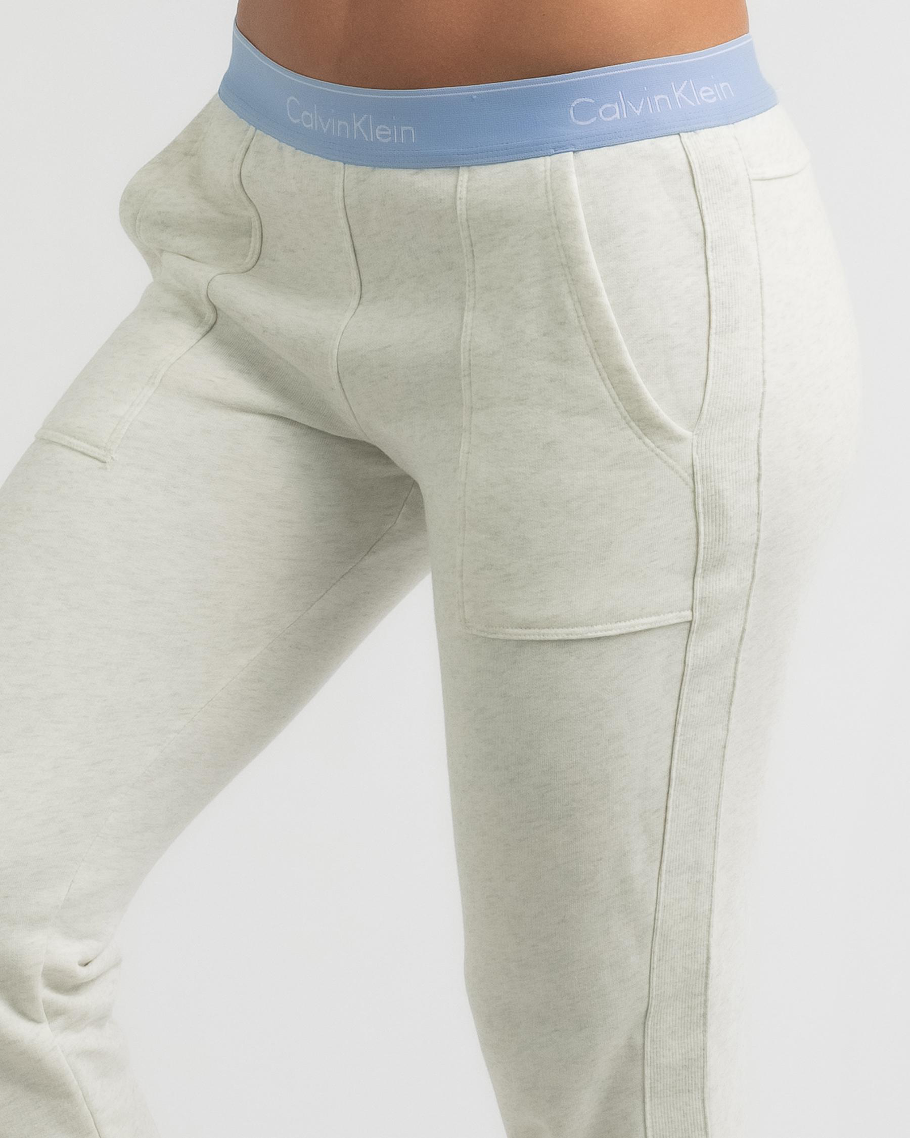Shop Calvin Klein Modern Cotton Track Pants In Snow Heather / Blue ...