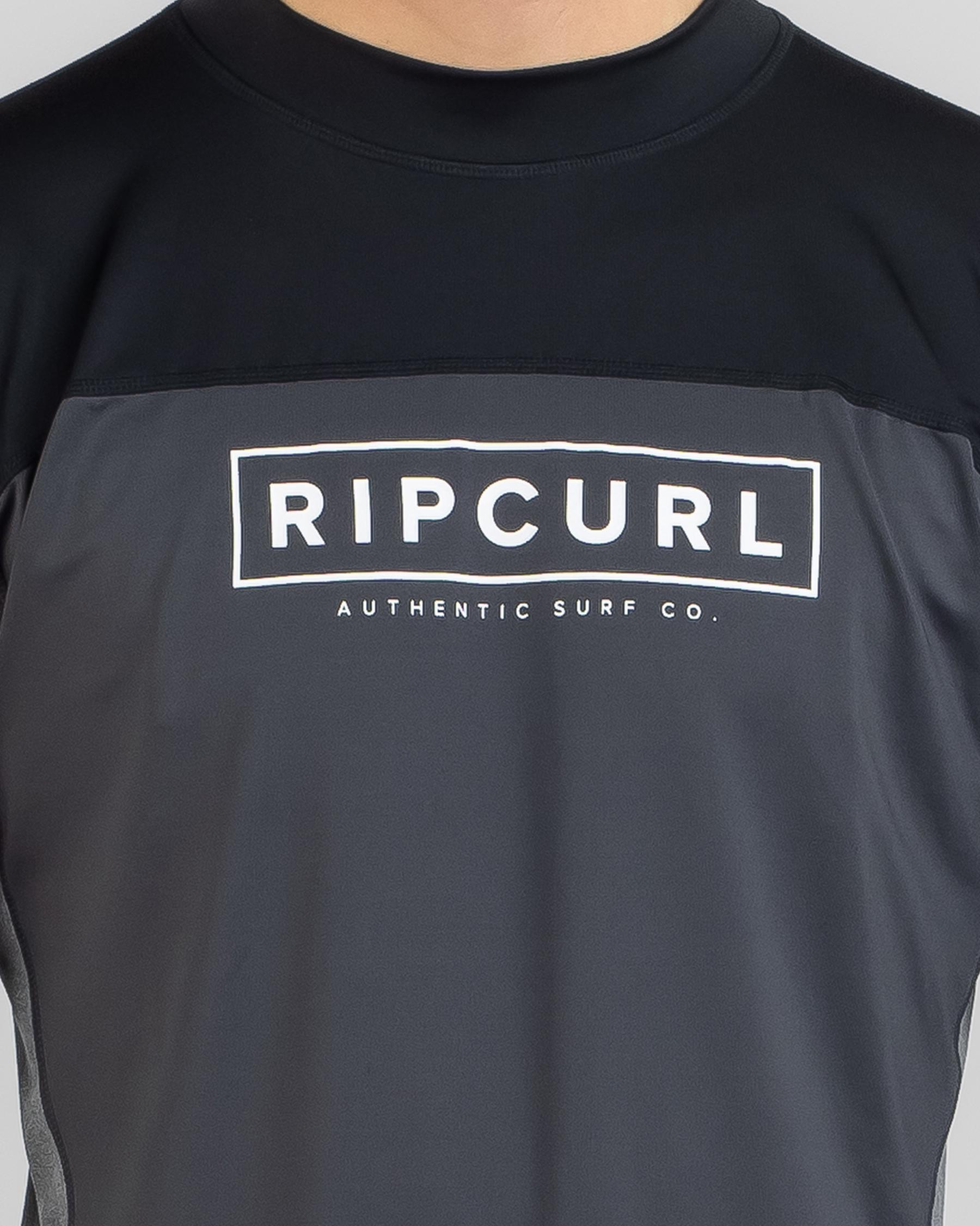 Shop Rip Curl Drive Long Sleeve Rash Vest In Black - Fast Shipping ...