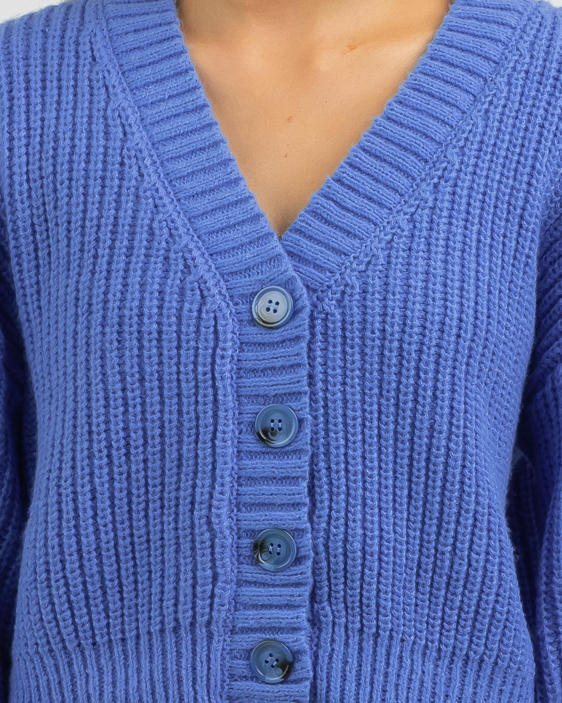 Red Berry Mellow Out Knit Cardigan In Blue - FREE* Shipping & Easy ...