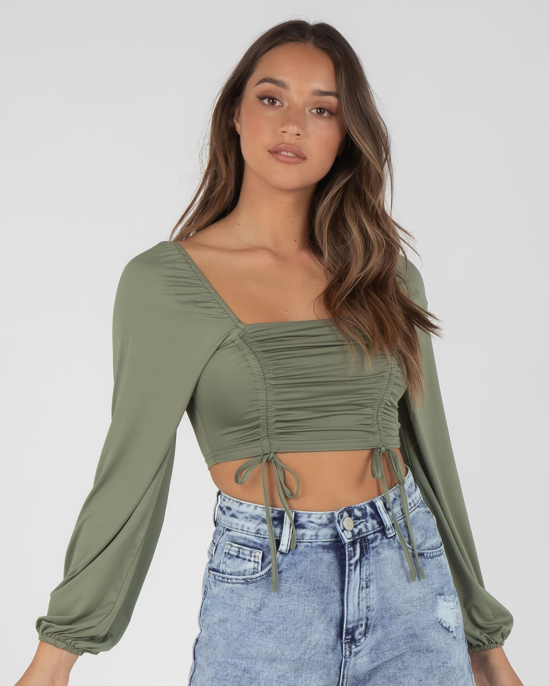 Shop Mooloola Hamilton Top In Olive - Fast Shipping & Easy Returns ...