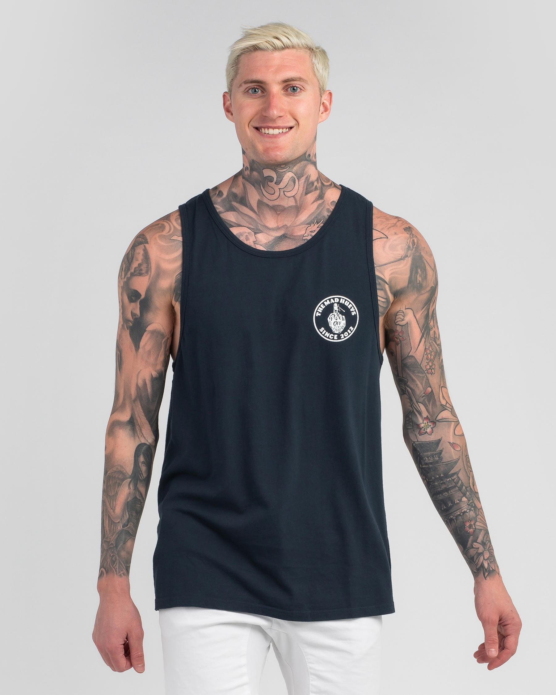 Shop The Mad Hueys Hooked Muscle Tank In Navy - Fast Shipping & Easy ...