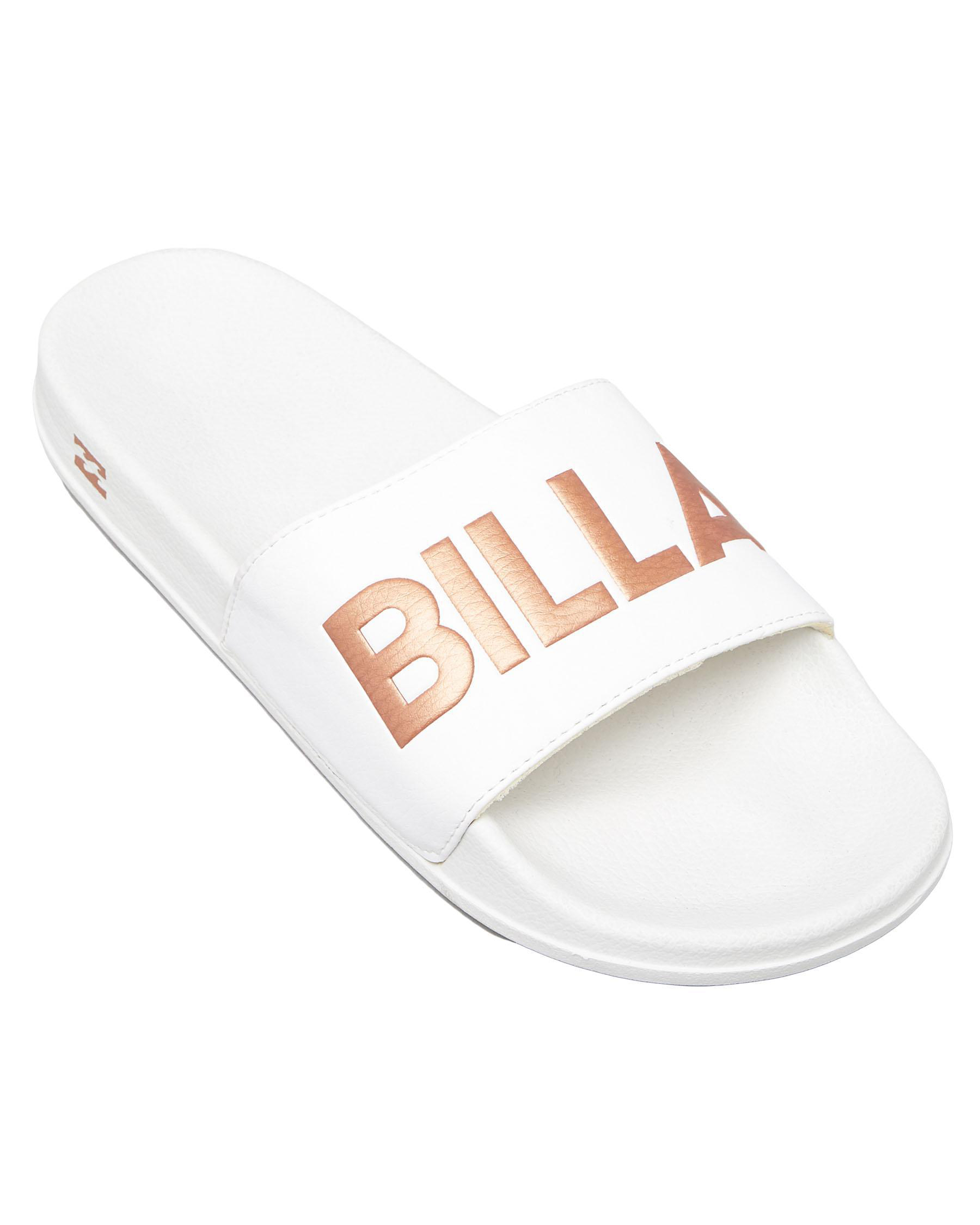 Shop Billabong Legacy Slide Sandals In White/rose Gold - Fast Shipping ...