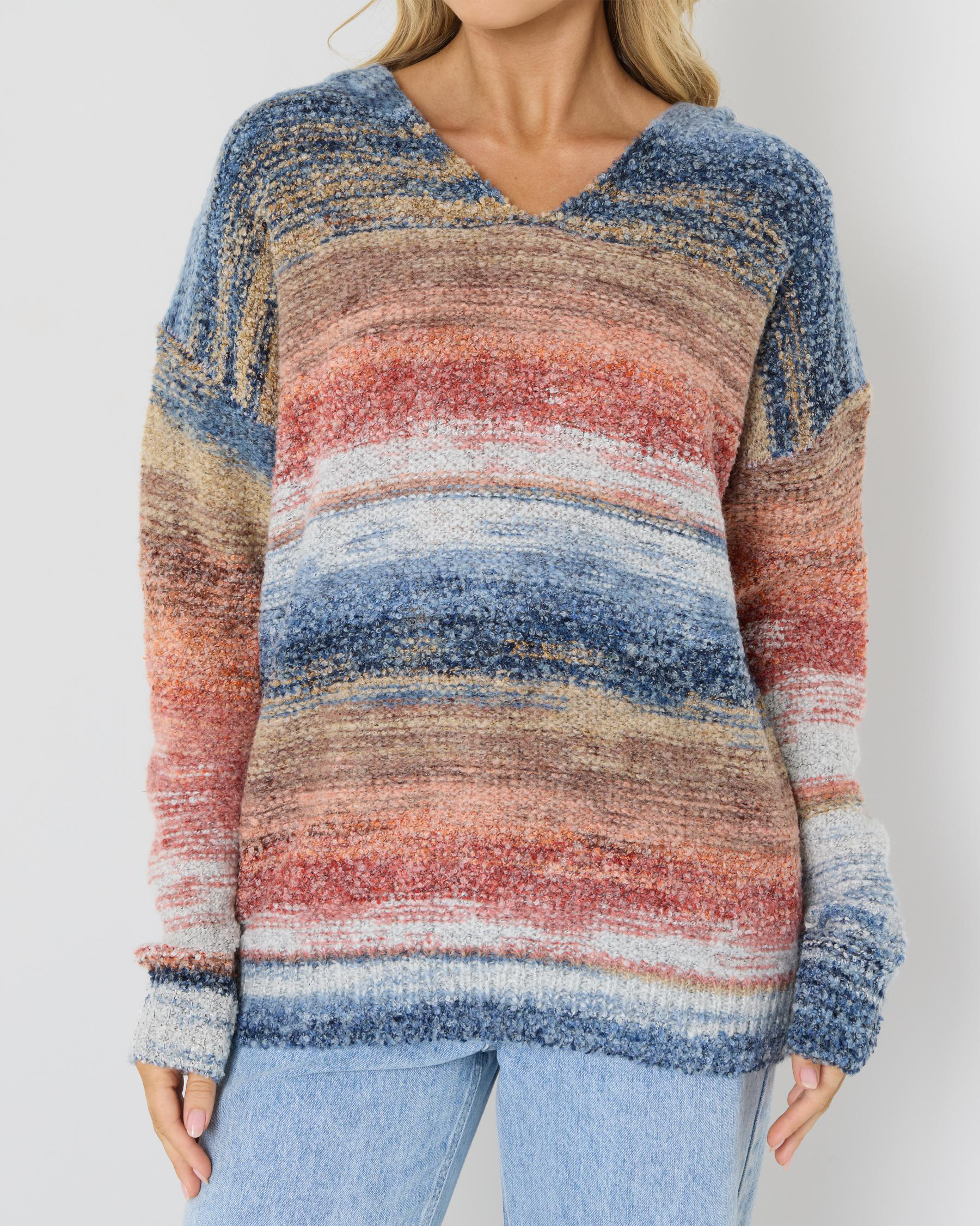 Shop Mooloola Bronte Hooded Knit Jumper In Multi - Fast Shipping & Easy ...