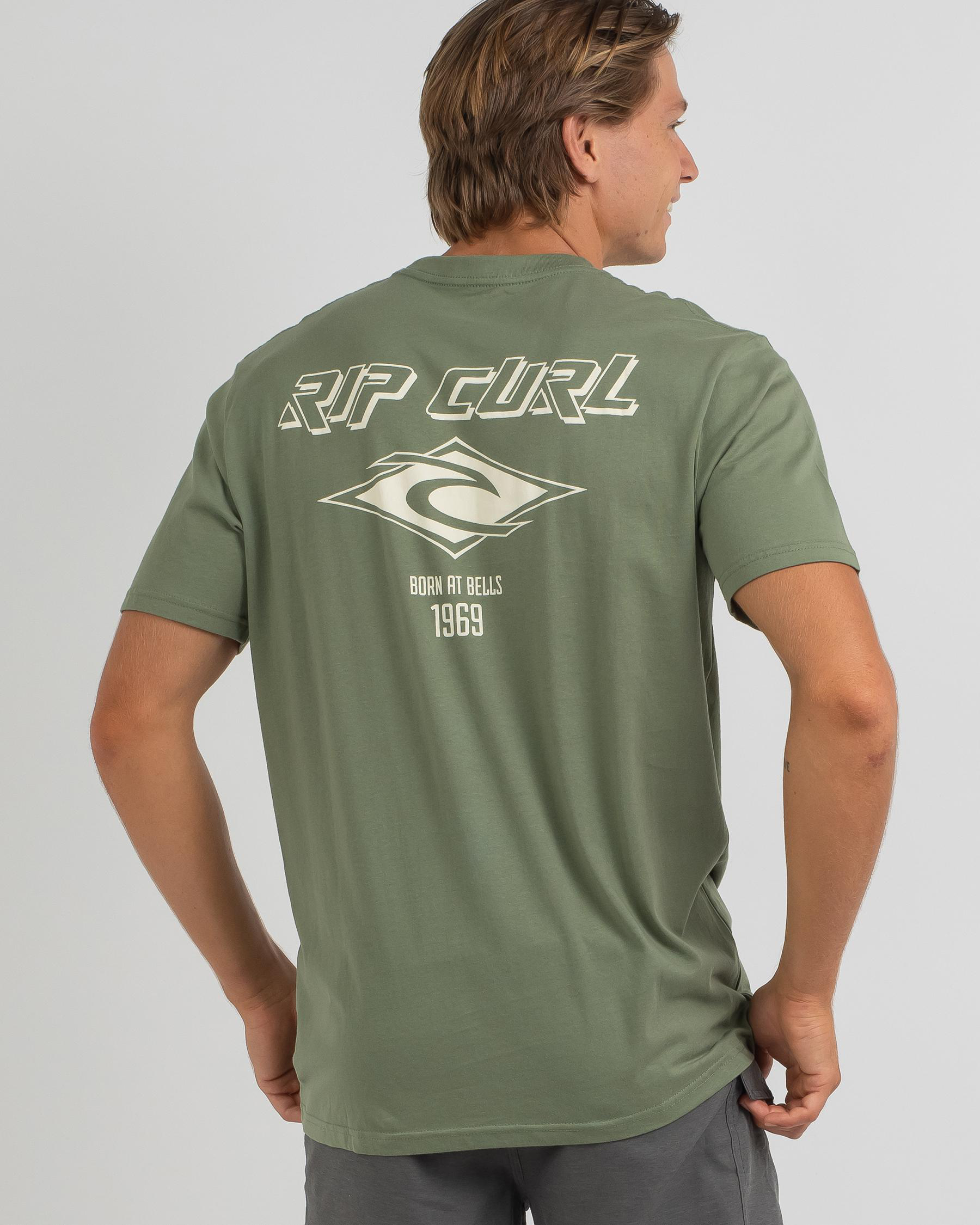 Shop Rip Curl Fade Out Icon T-Shirt In Washed Clover - Fast Shipping ...