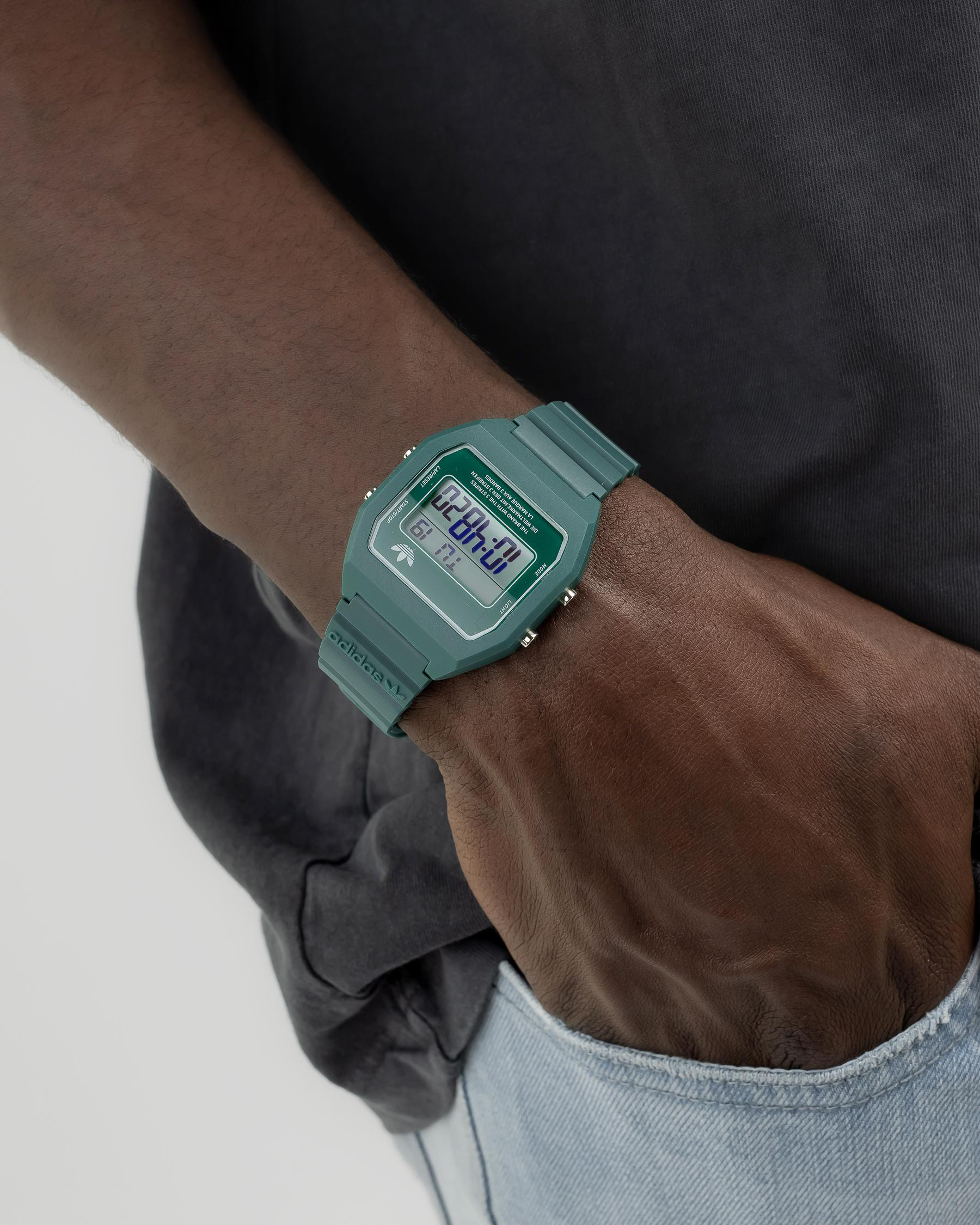Shop adidas Digital Two Watch In Green - Fast Shipping & Easy Returns ...