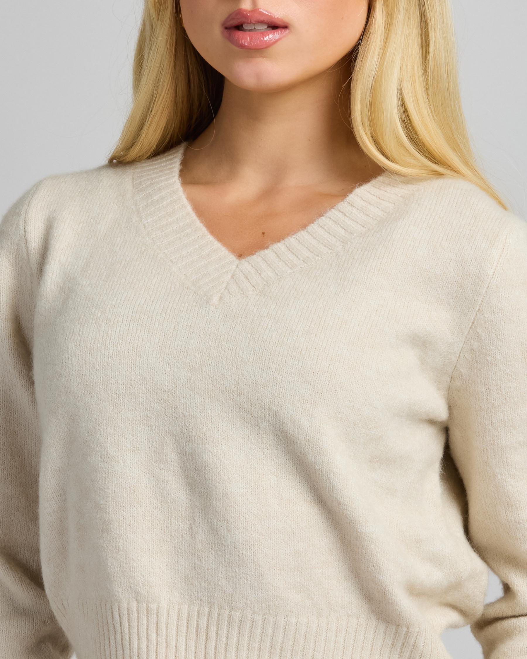 Shop Mooloola PhD V Neck Knit Jumper In Seashell - Fast Shipping & Easy ...