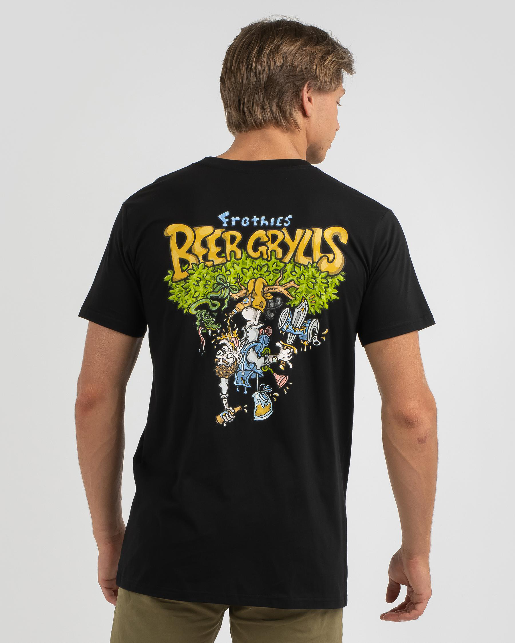 Shop Frothies Beer Grylls T-Shirt In Black - Fast Shipping & Easy ...