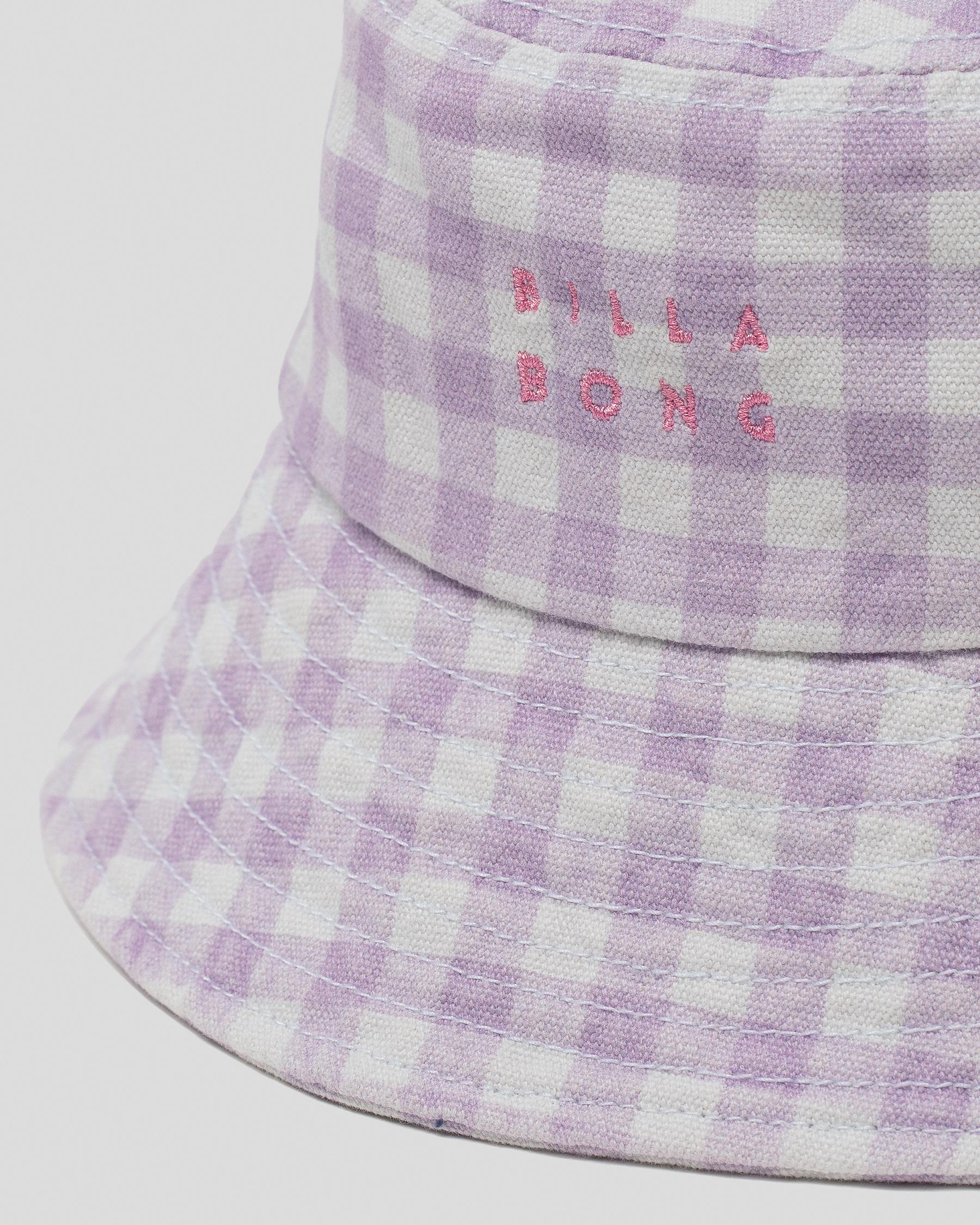 Shop Billabong Girls' Sunshine Check Bucket Hat In Lilac - Fast ...