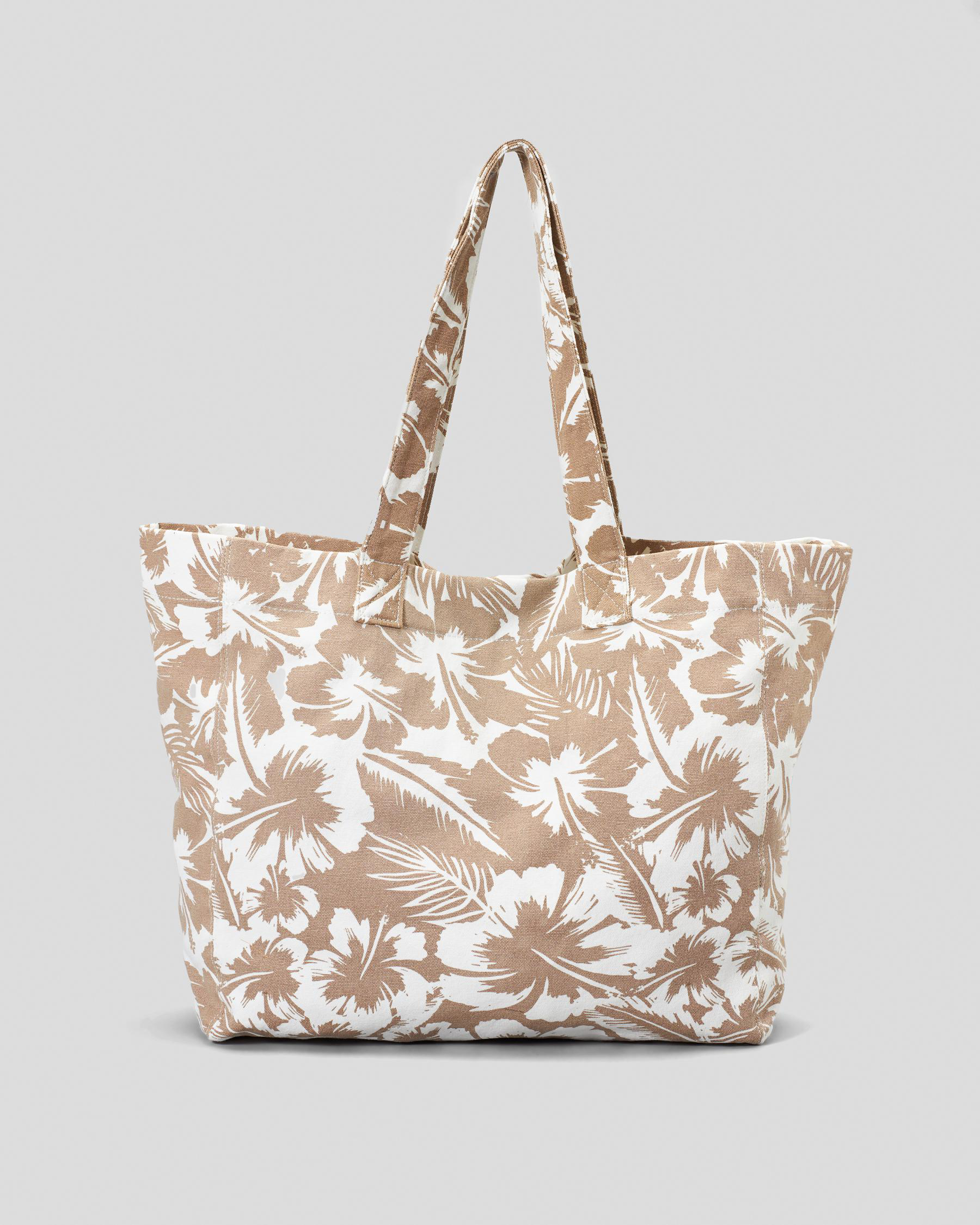 Roxy Anti Bad Vibes Beach Bag In Warm Taupe Happy Hibiscus - FREE ...