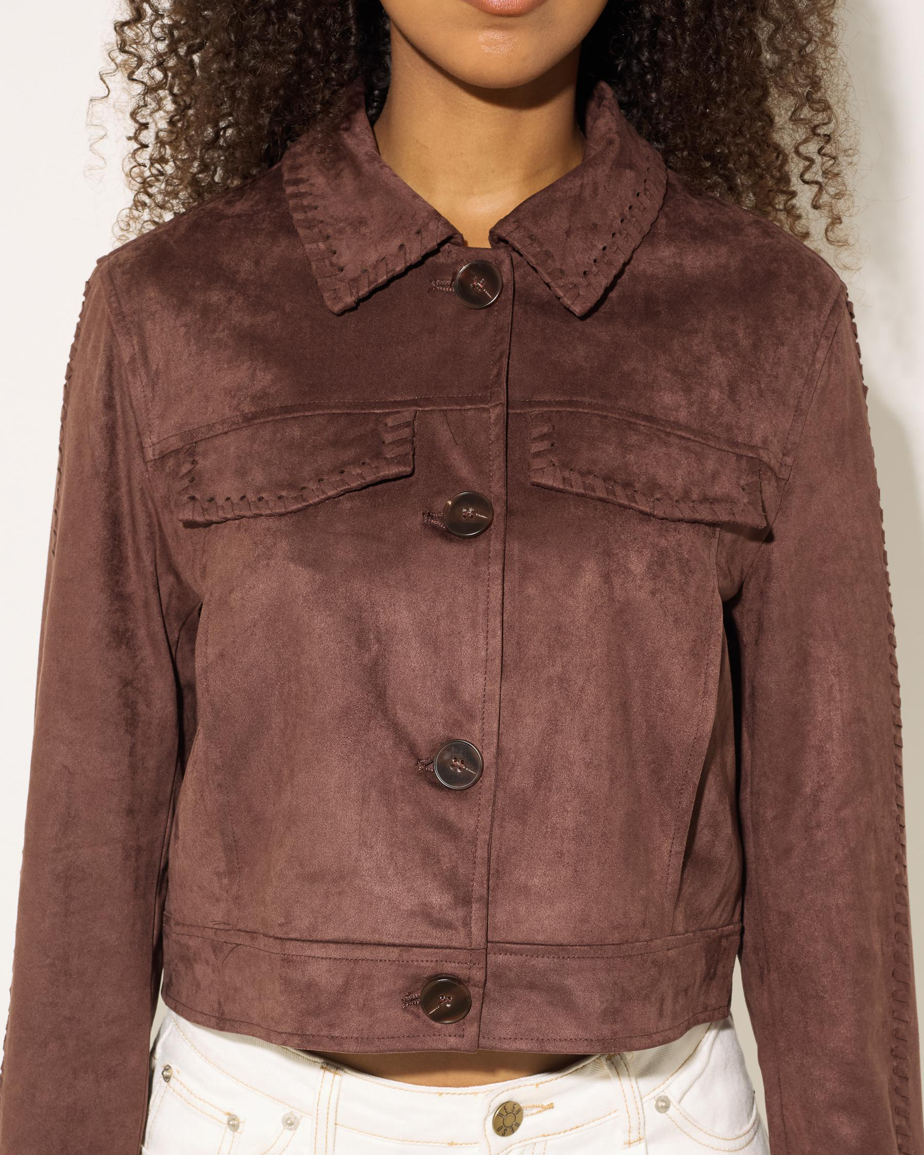 Shop Ava And Ever Splendor Faux Suede Jacket In Espresso - Fast ...