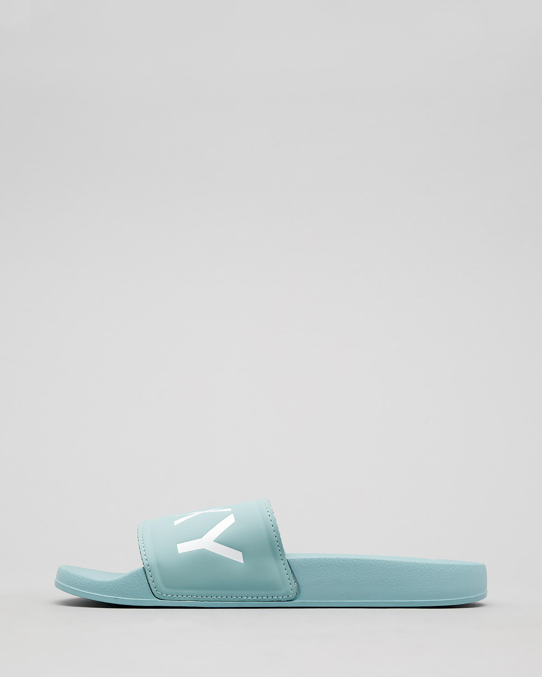 Shop Roxy Womens Roxy Slippy Slide Sandals In Aqua - Fast Shipping ...