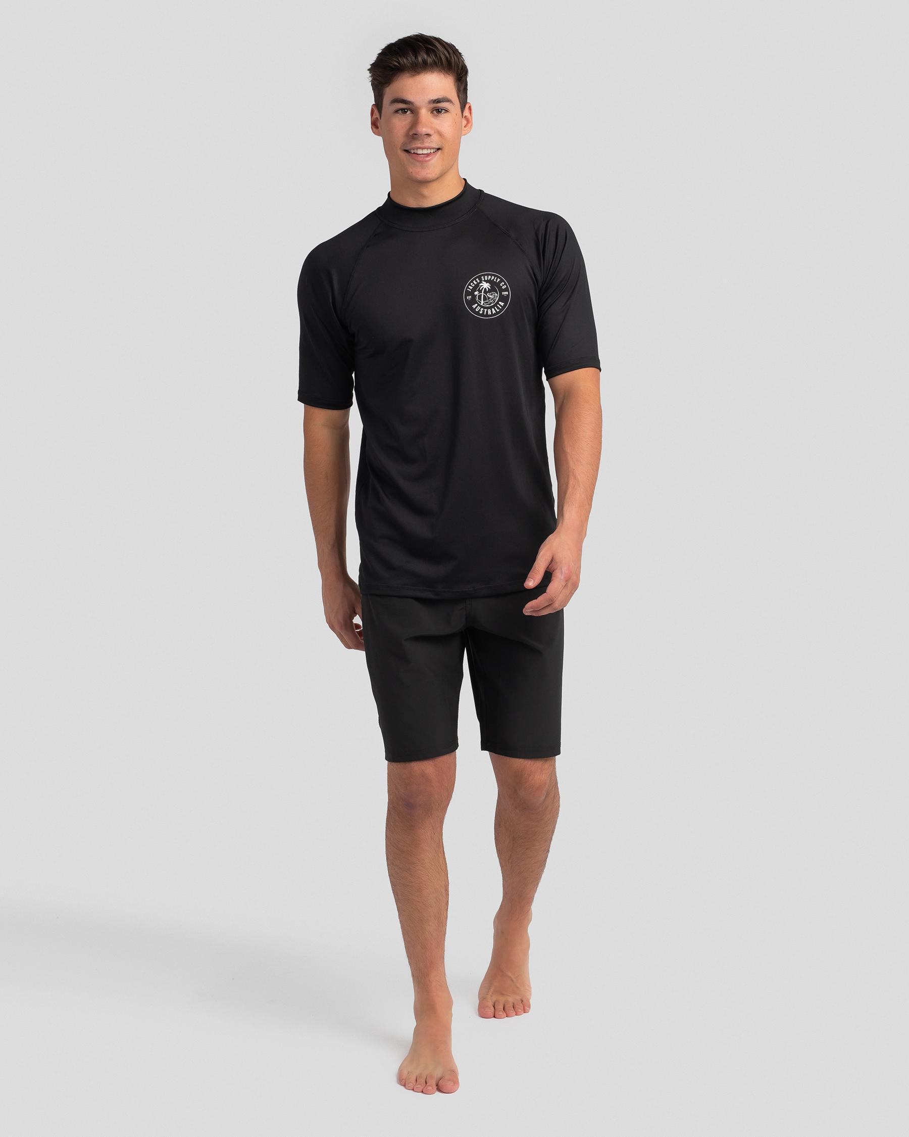 Shop Jacks Clan Short Sleeve Rash Vest In Black - Fast Shipping & Easy ...