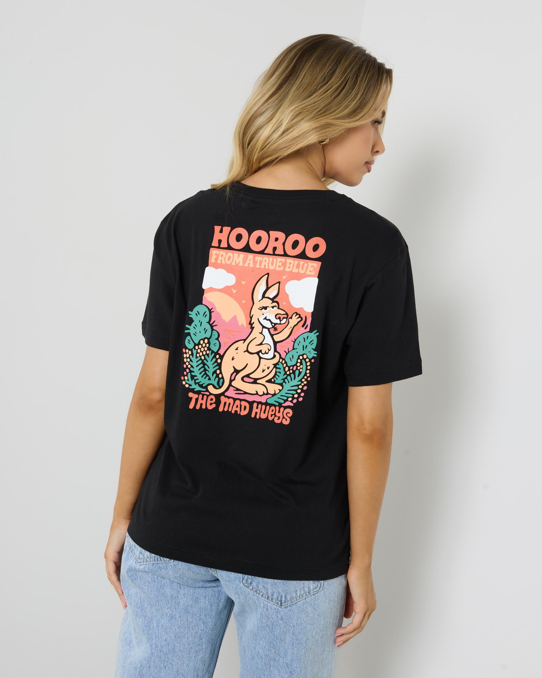 Shop The Mad Hueys Hooroo True Blue T-Shirt In Black - Fast Shipping ...