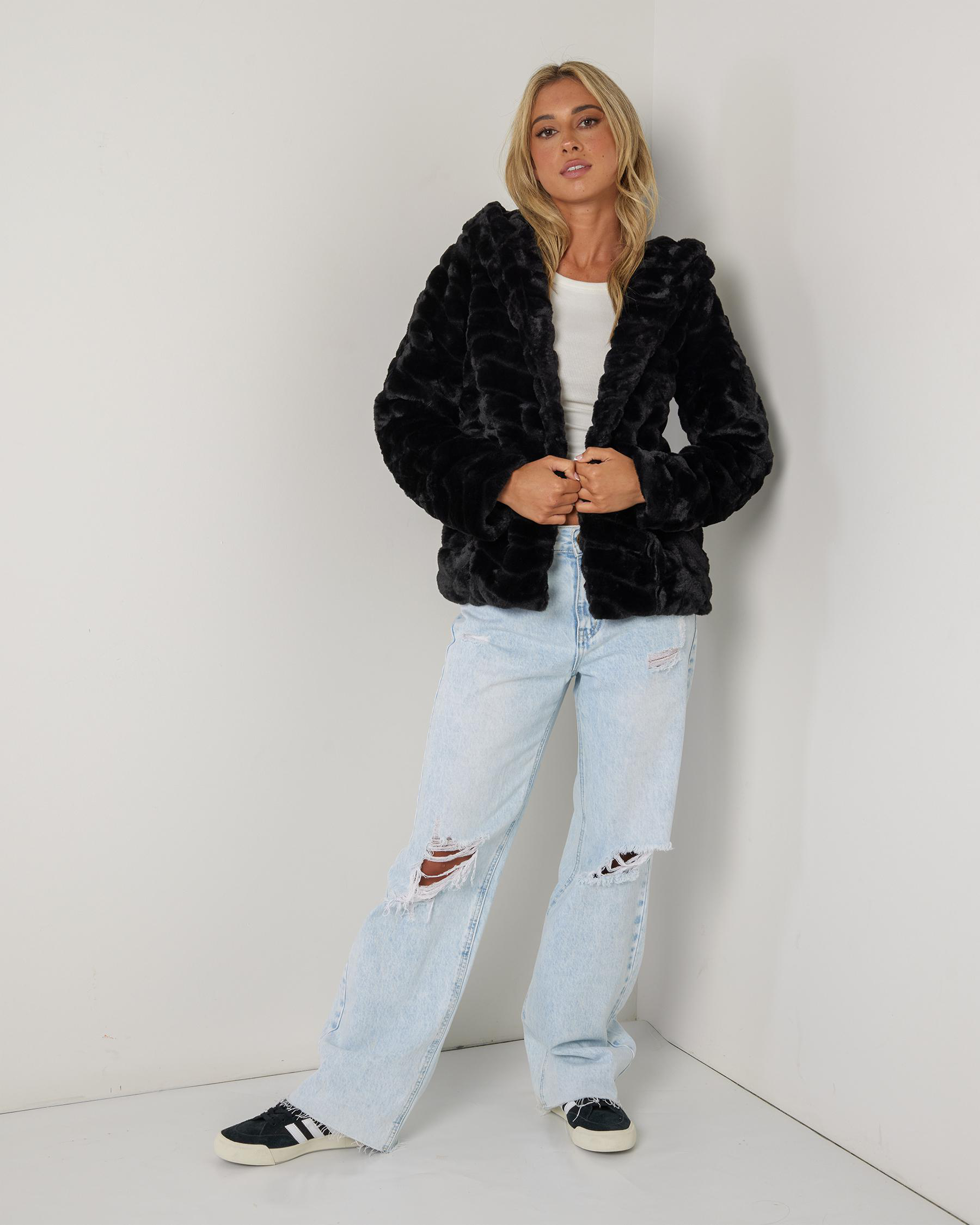 Mooloola Moulin Faux Fur Jacket In Black - Fast Shipping & Easy Returns ...