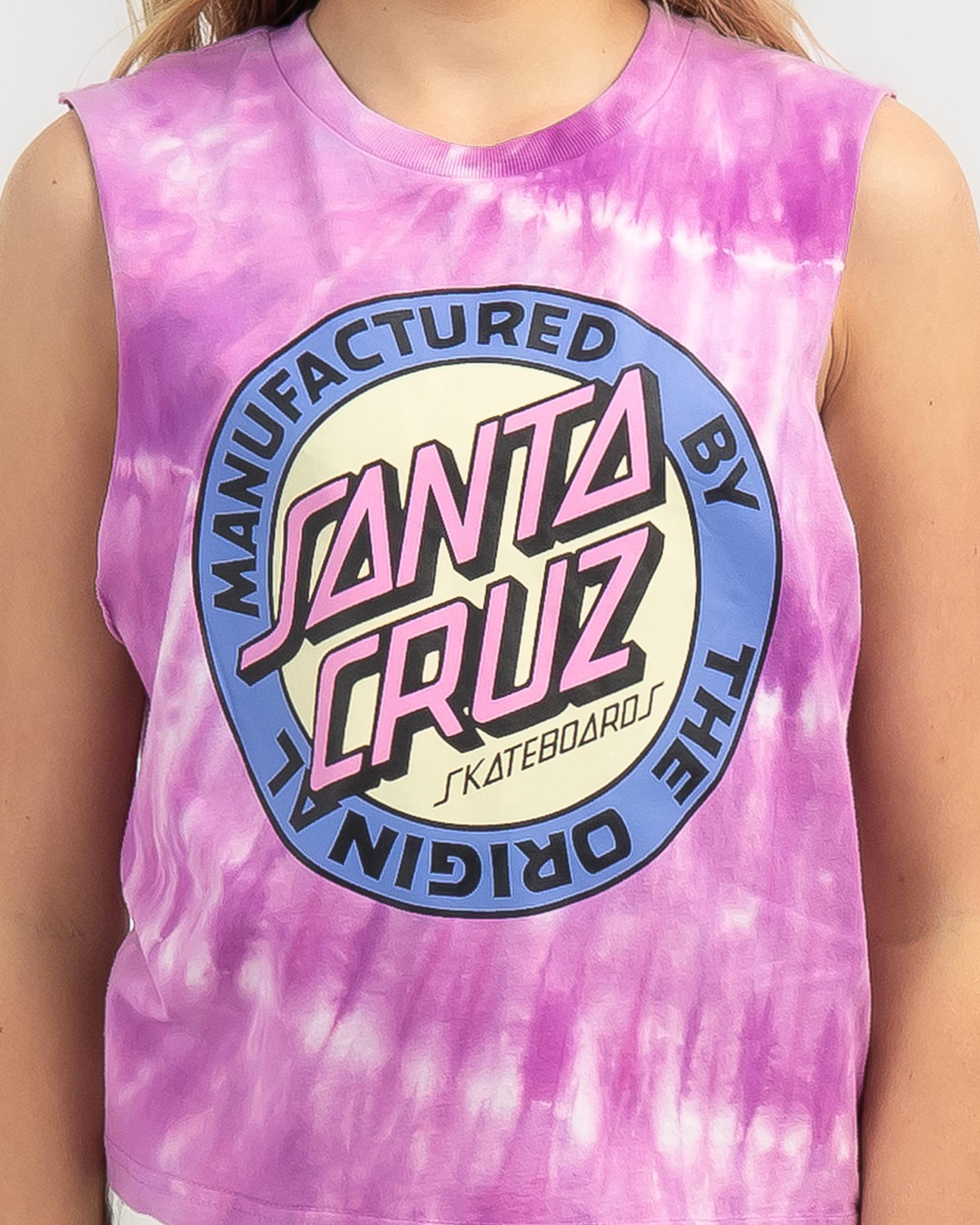 Shop Santa Cruz Girls' MFG Dot Front Tank Top In Pale Pink Tie Dye ...