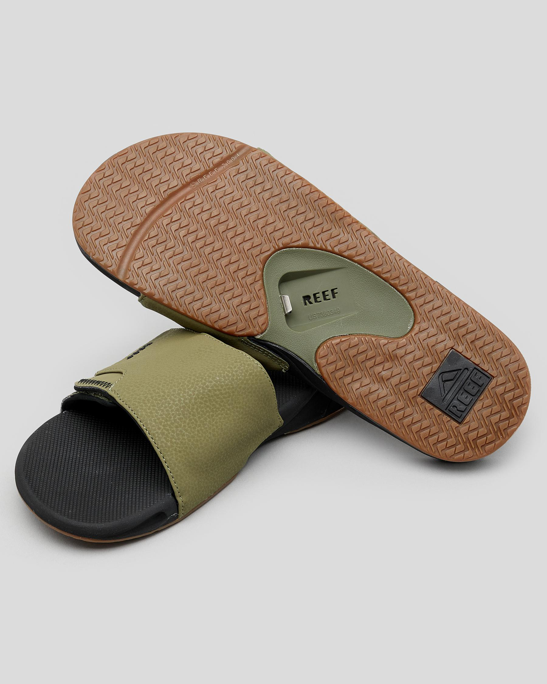 Shop Reef Fanning Slides In Olive/gum - Fast Shipping & Easy Returns ...