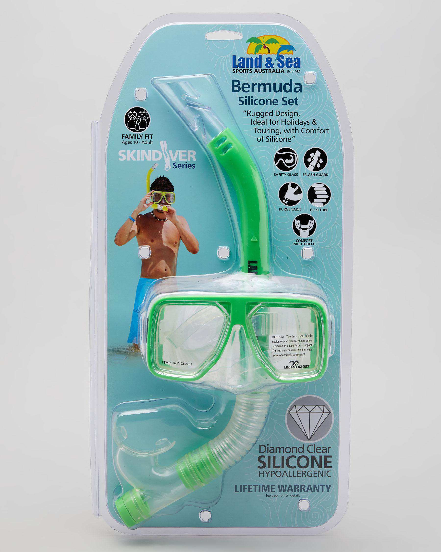 Shop Land & Sea Sports Bermuda Mask & Snorkel Set In Neon Green - Fast ...