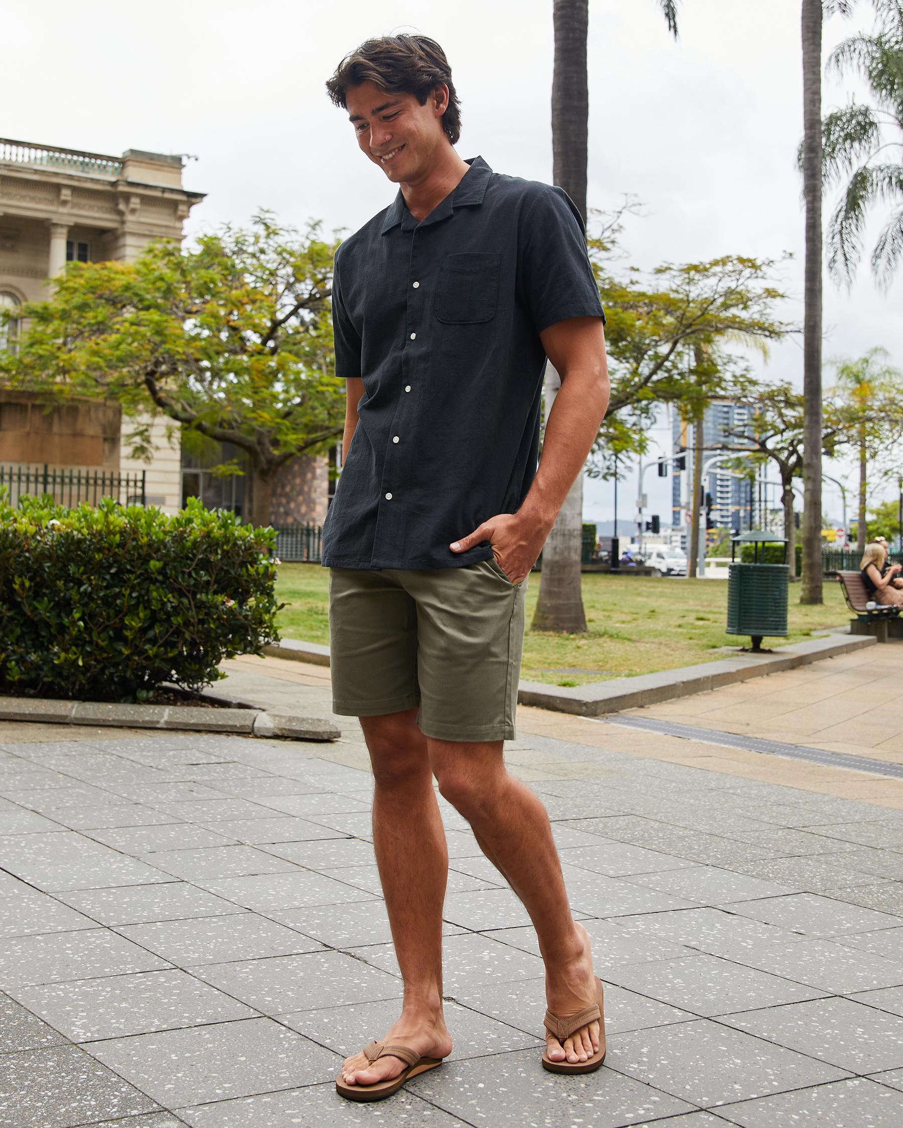 Shop Volcom Fricken EW 19" Walk Shorts In Winter Moss - Fast Shipping ...