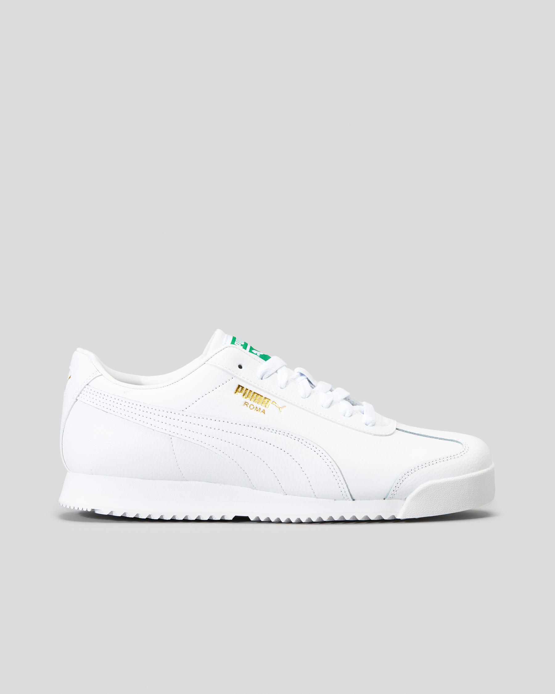 Shop Puma Roma 24 Standard Shoes In Puma White/archive Green - Fast Shipping & Easy Returns ...