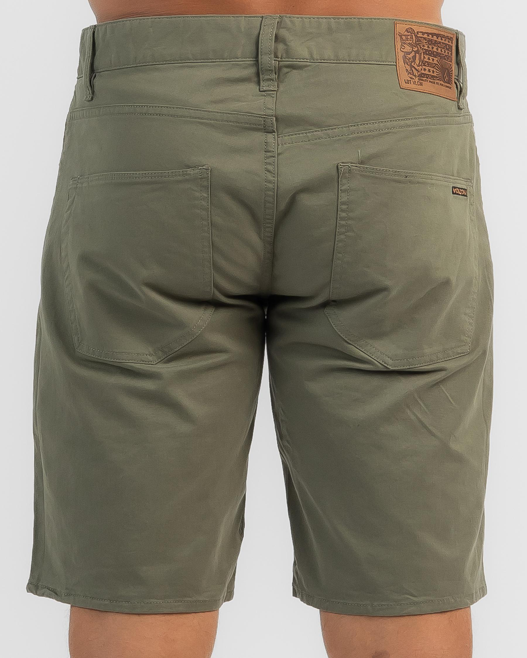 Shop Volcom Solver Lite 5 Pocket Shorts In Army Green Combo - Fast ...