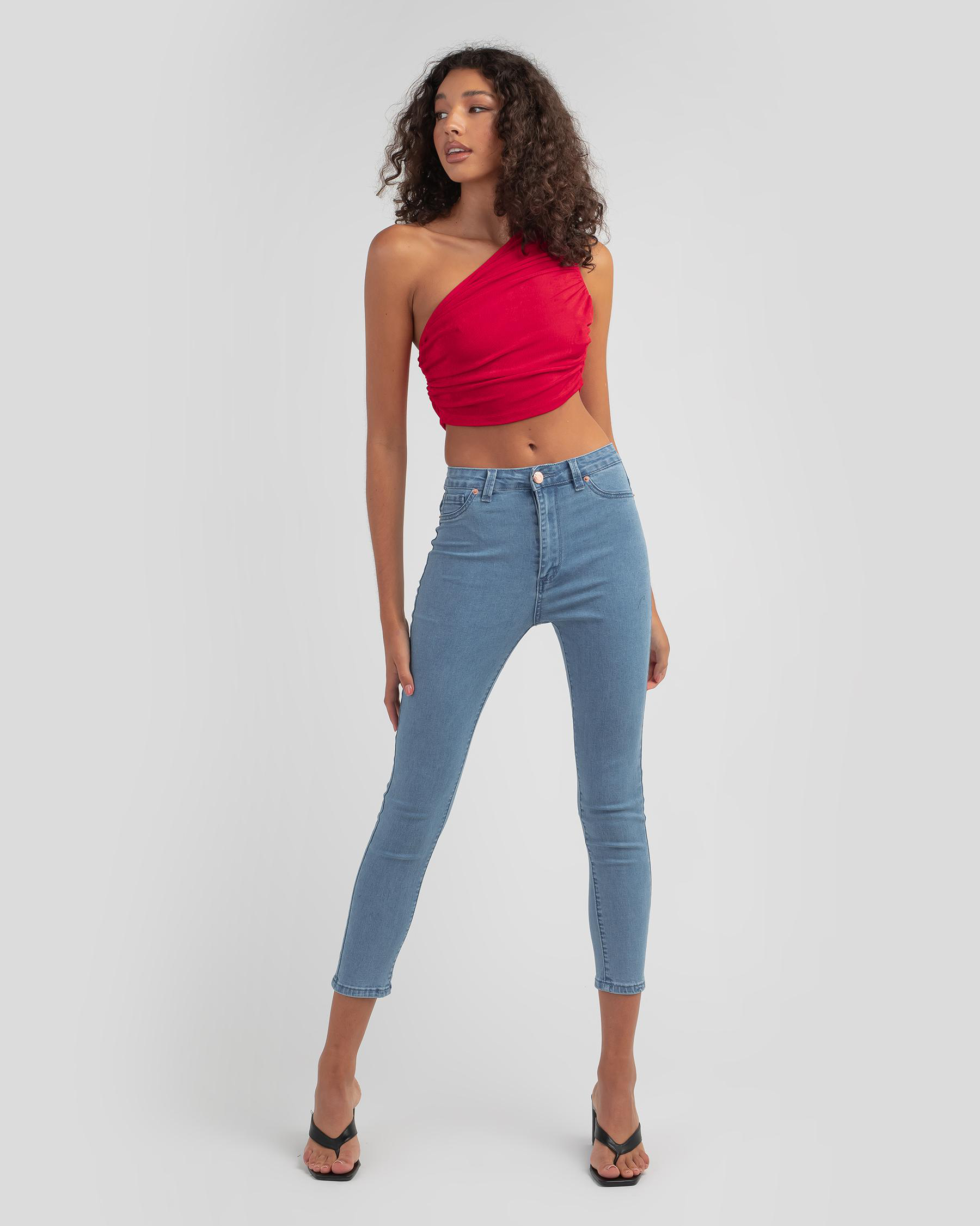 Shop Rumor Cold Shoulder Top In Red - Fast Shipping & Easy Returns ...