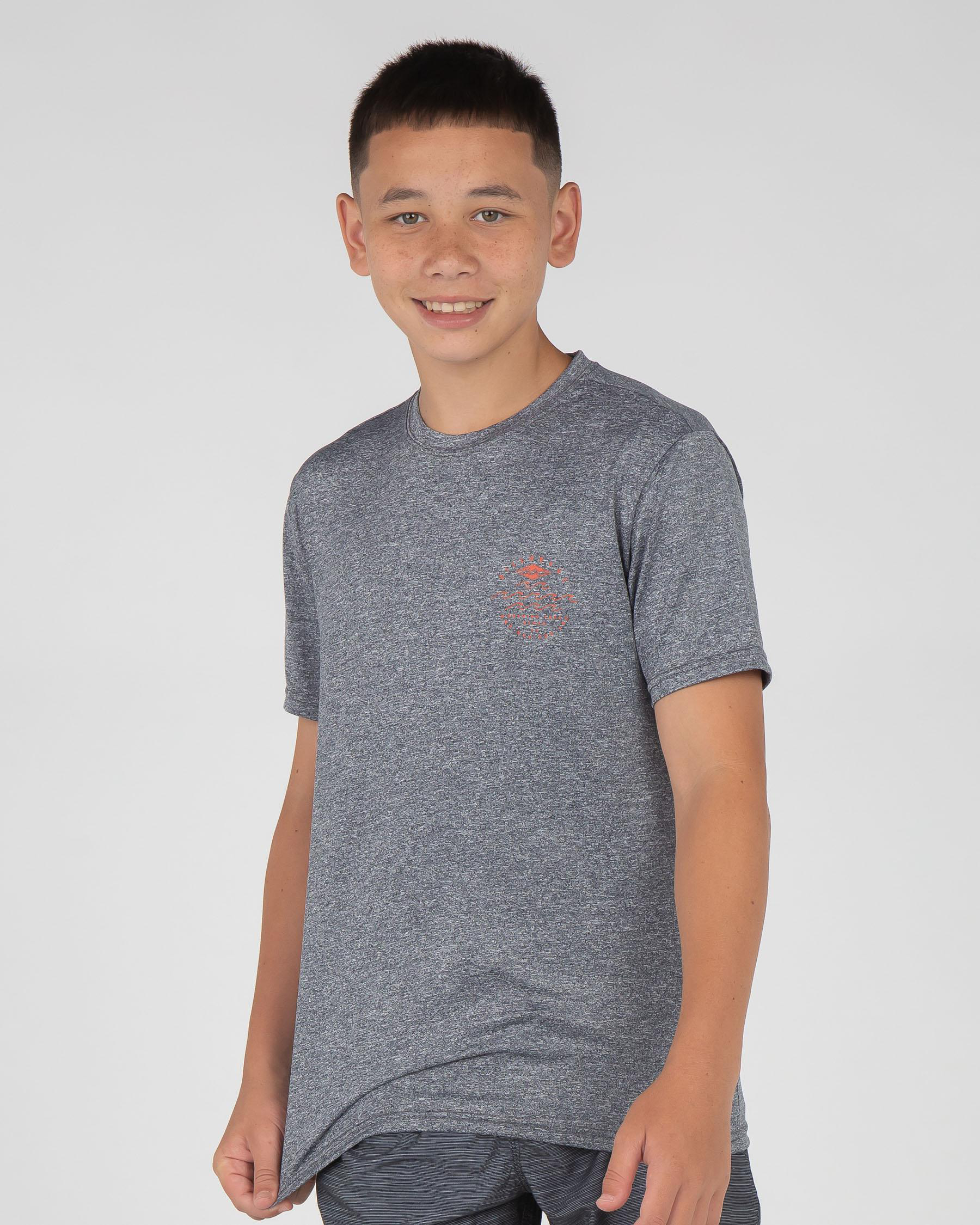 Shop Billabong Boys' Wavy Davy Short Sleeve Rash Vest In Light Grey Heather - Fast Shipping ...