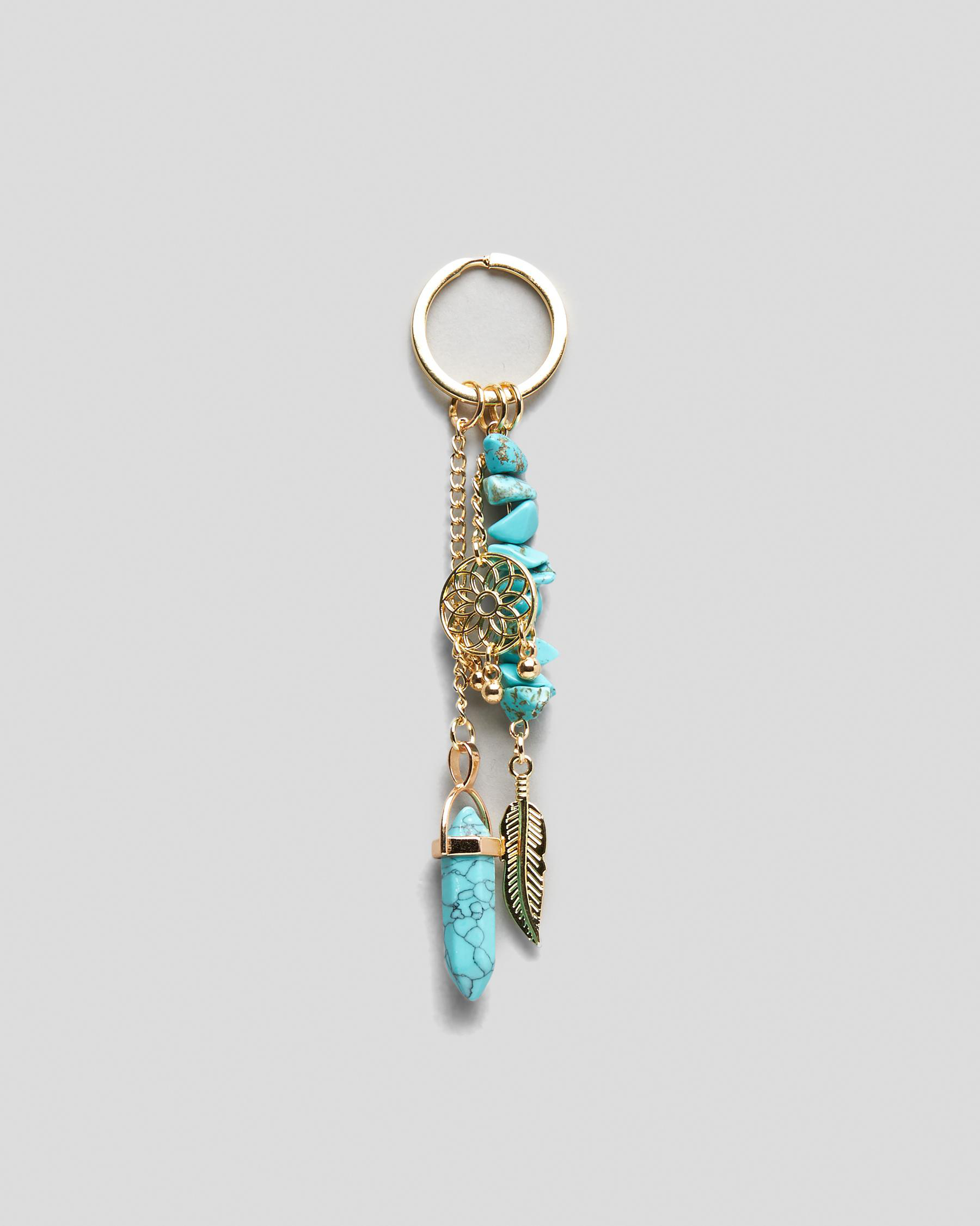 Shop Karyn In LA Riley Keyring In Turquoise/gold - Fast Shipping & Easy ...