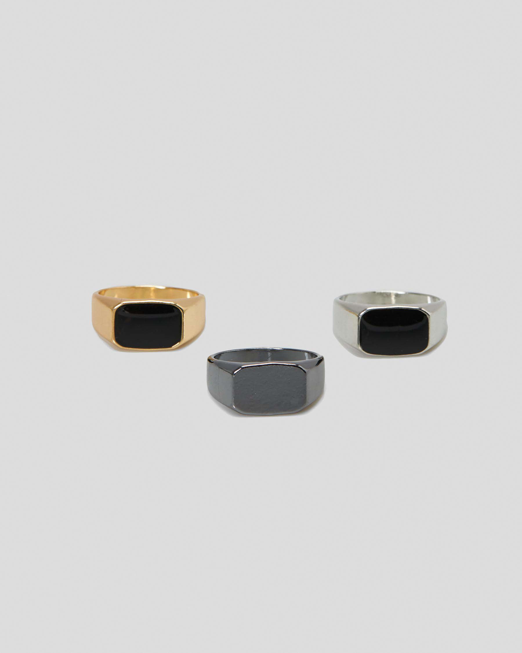 Shop REPUBLIK 3 Pack Blackstone Ring In Black - Fast Shipping & Easy ...