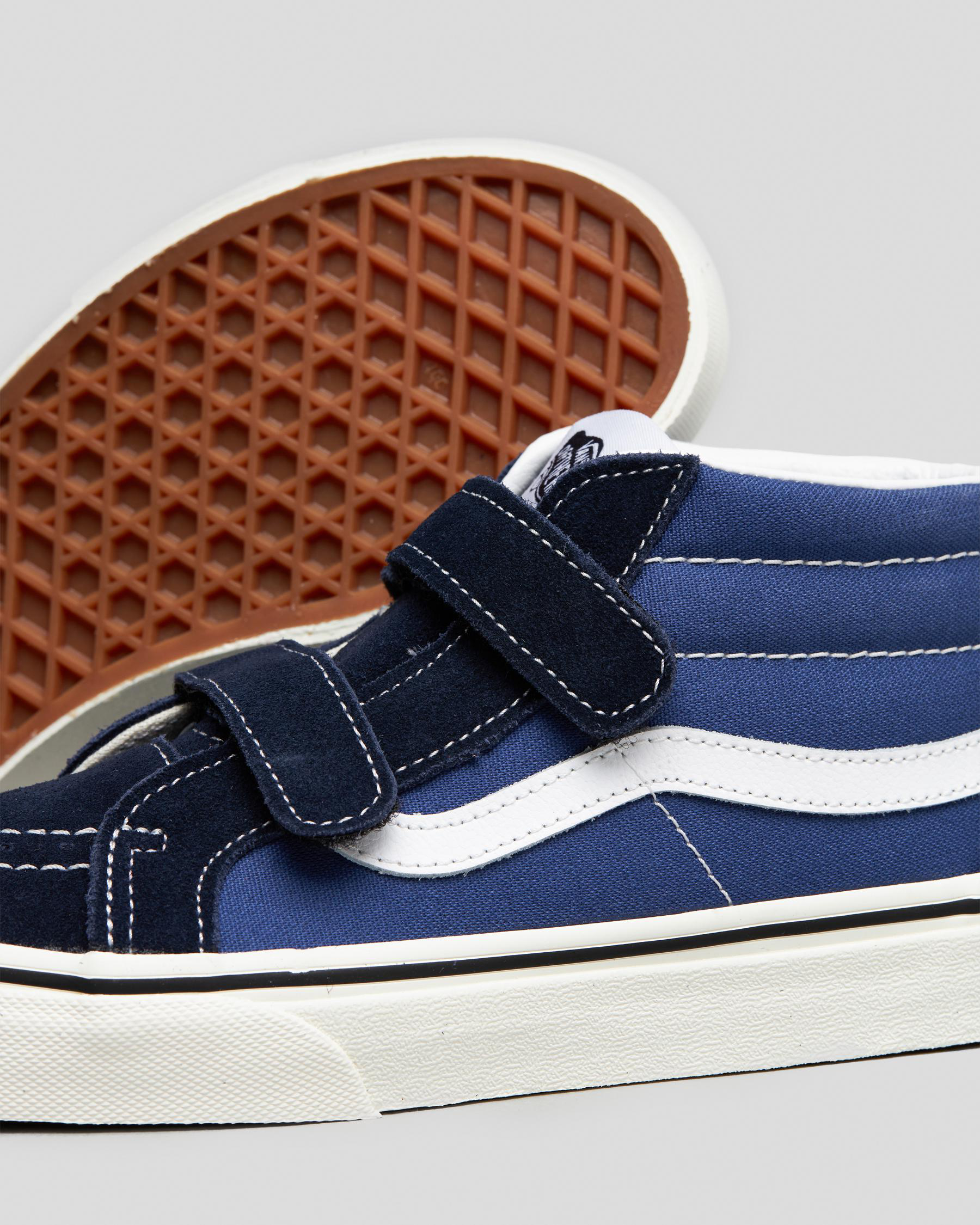 Shop Vans Boys' Sk8-Mid Reissue V Shoes In Suede/canvas Parisian Night ...