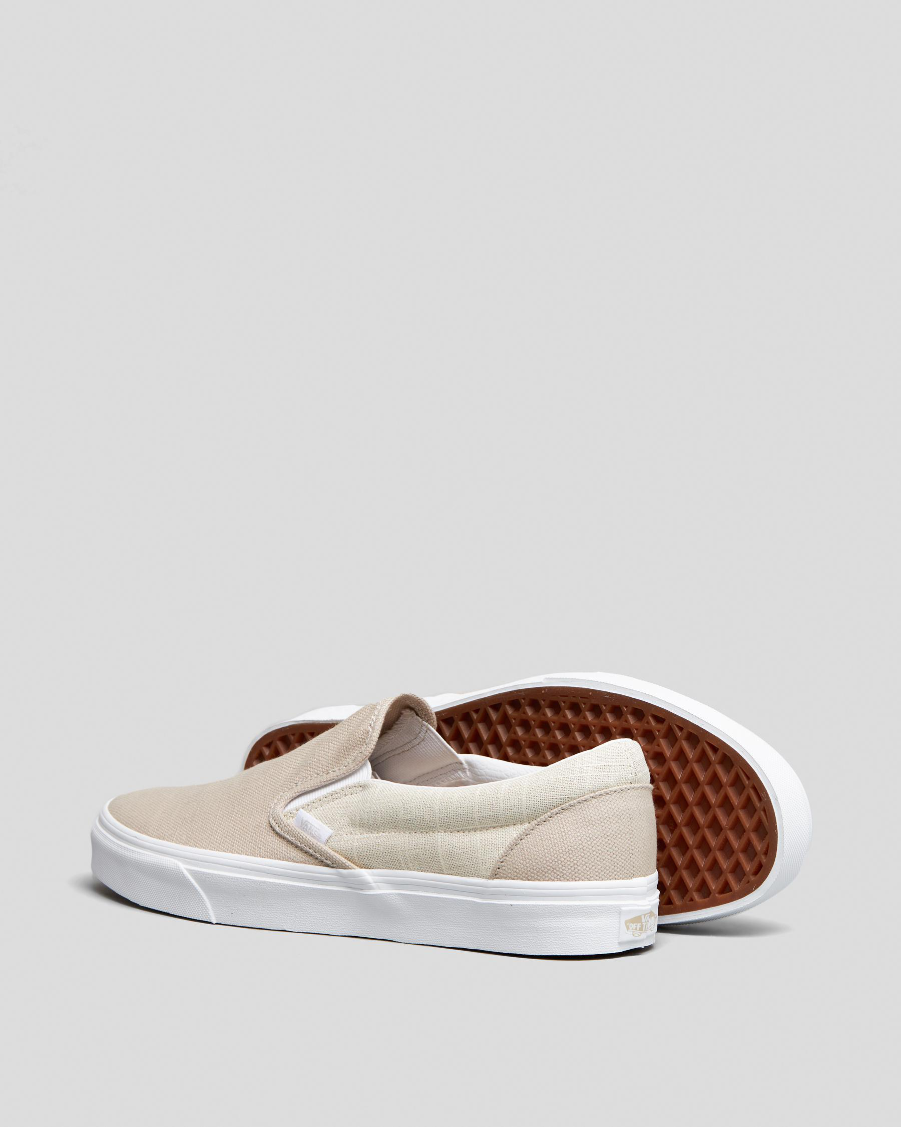 Shop Vans Classic Slip-On Shoes In Colour Theory Summer Linen Natural ...