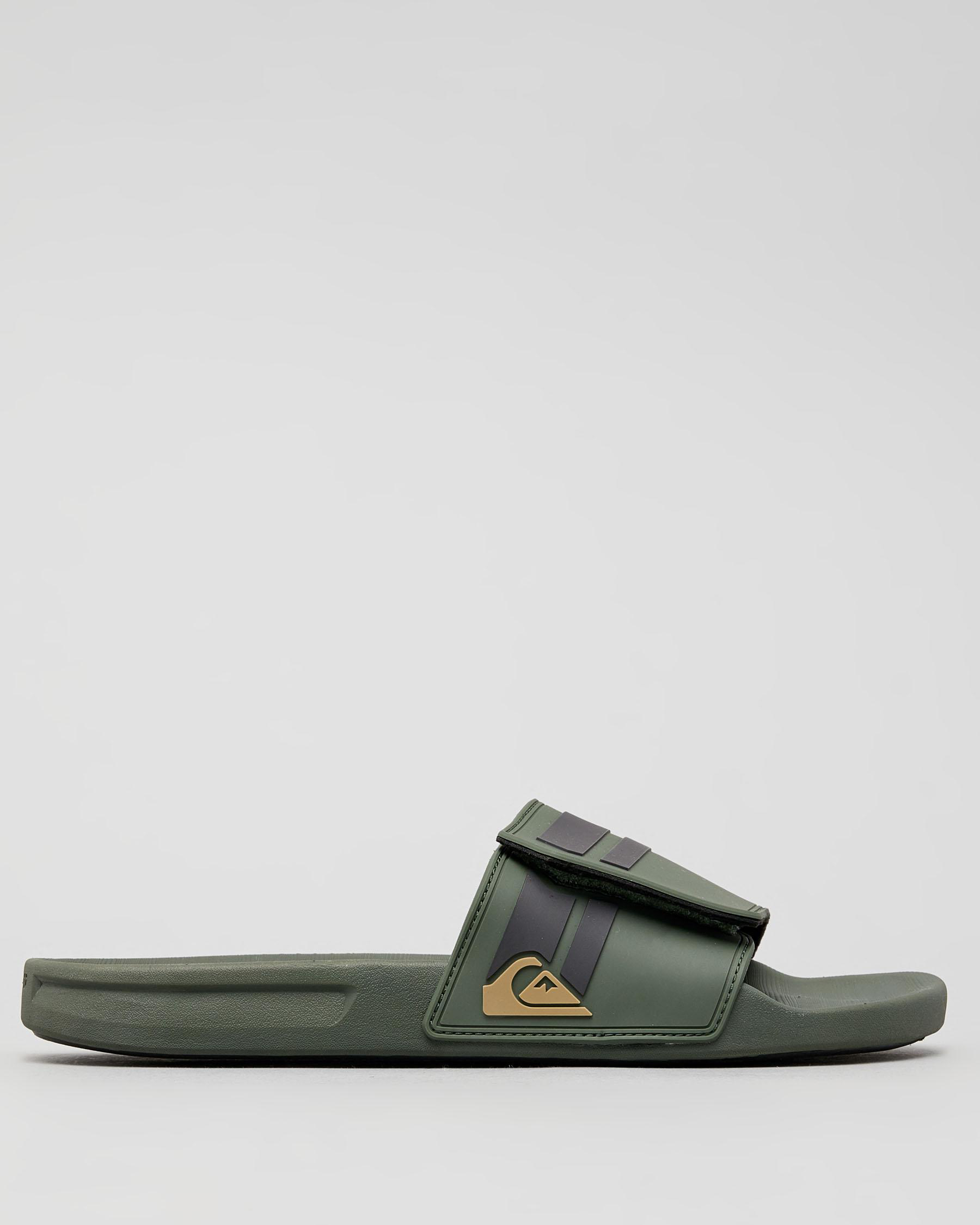 Shop Quiksilver Rivi Adjust Slides In Green/green/green - Fast Shipping ...