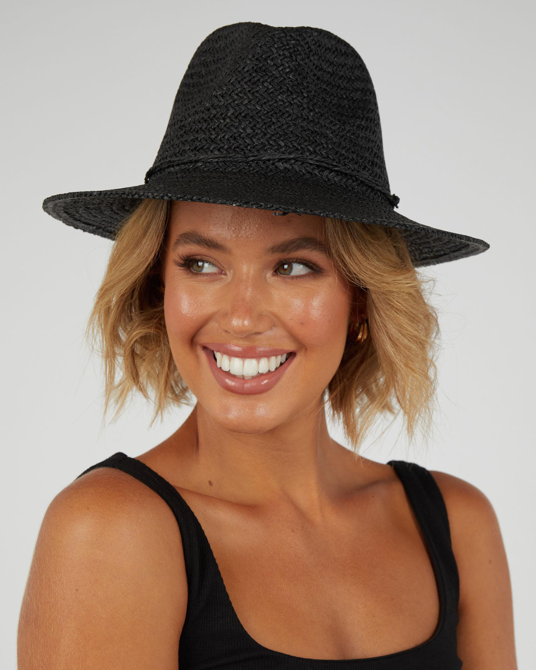 Shop Mooloola Valerie Panama Hat In Black - Fast Shipping & Easy ...