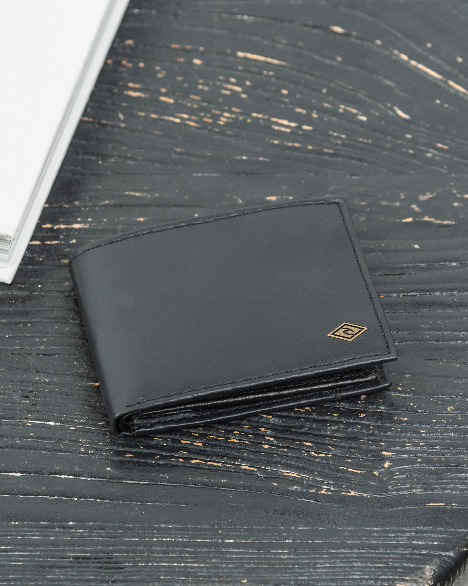 Shop Rip Curl Stashed RFID All Day Leather Wallet In Black - Fast ...