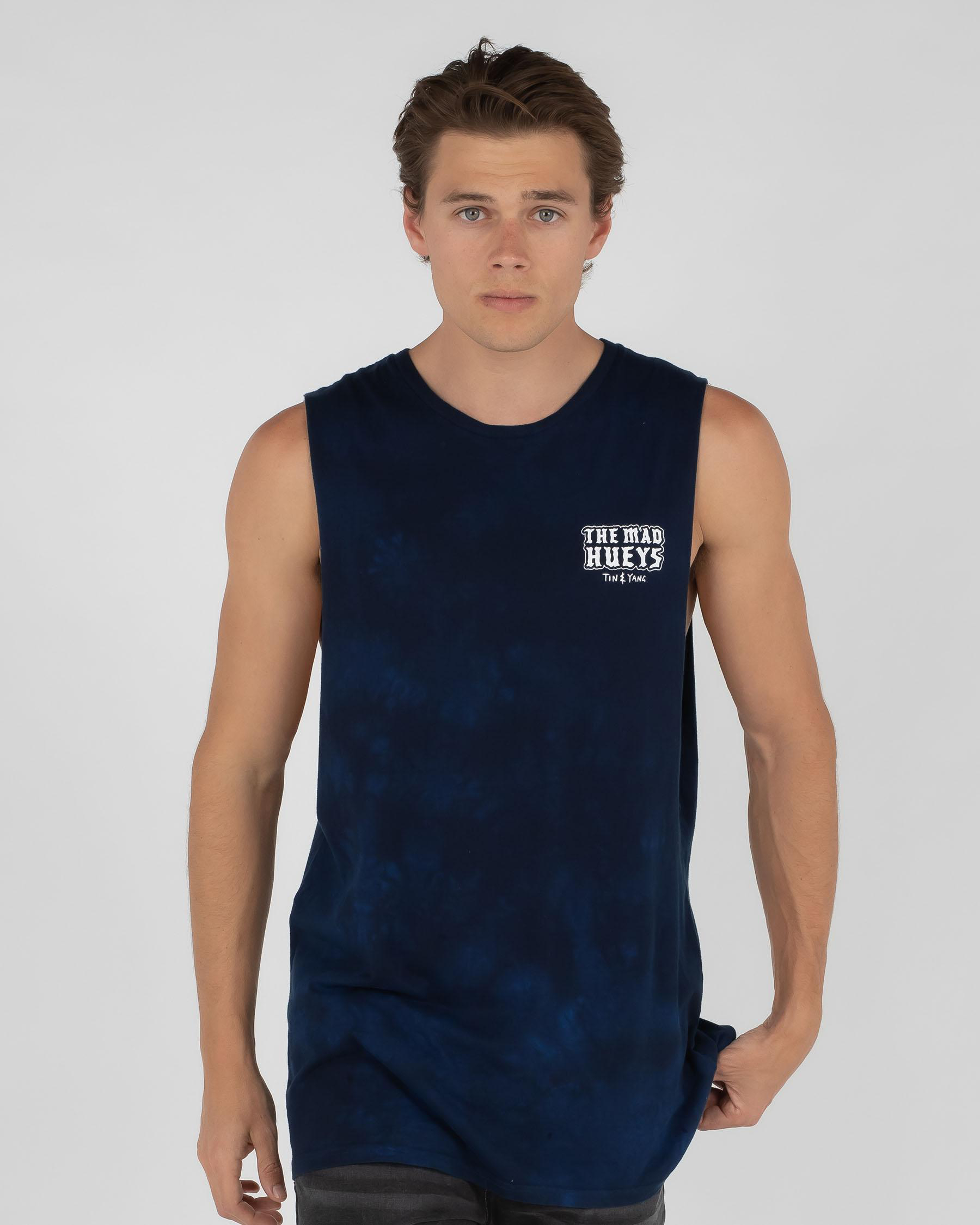 The Mad Hueys Tin & Yang Muscle Tank In Indigo - FREE* Shipping & Easy ...