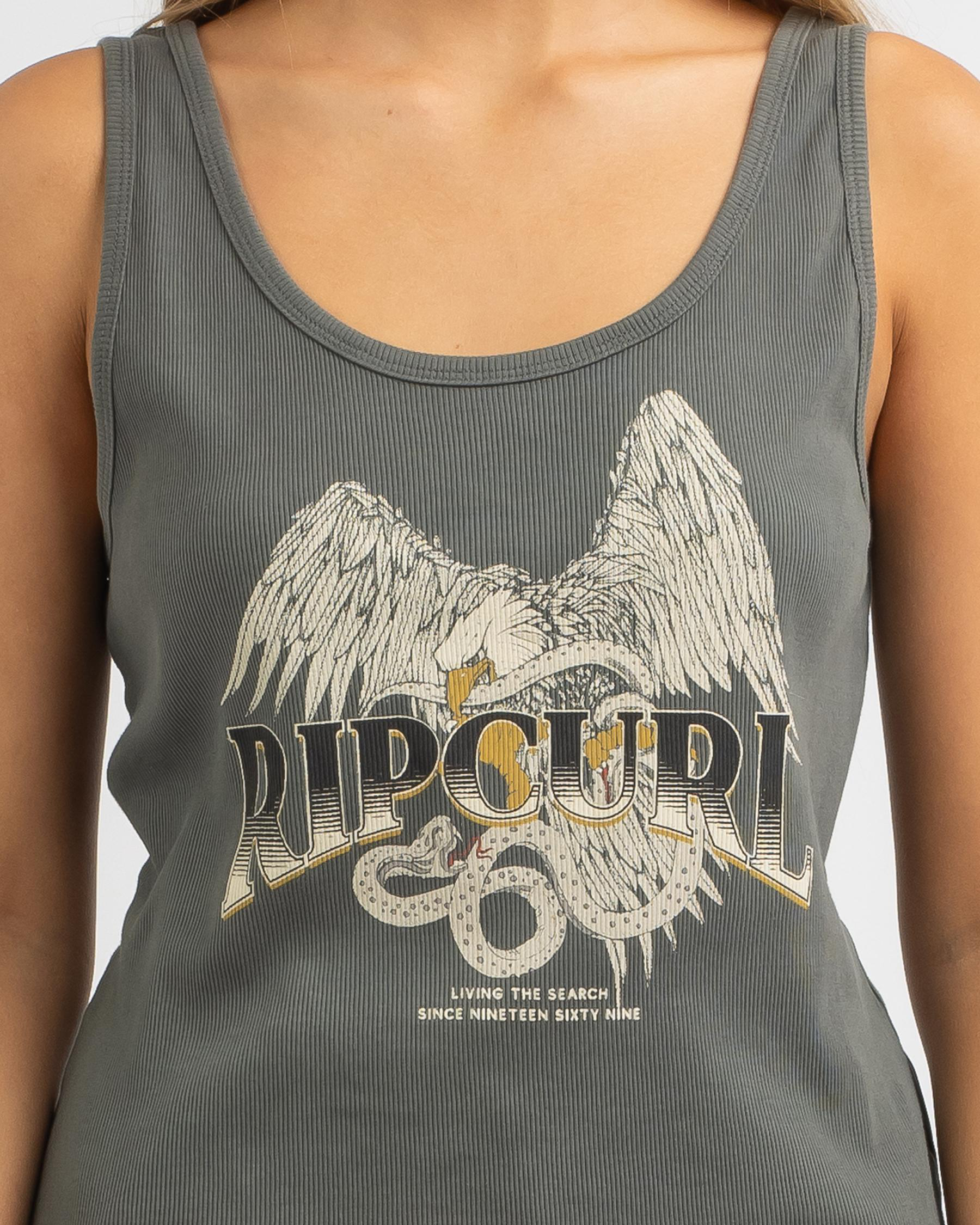 Shop Rip Curl Surf Prey Rib Tank Top In Charcoal - Fast Shipping & Easy ...