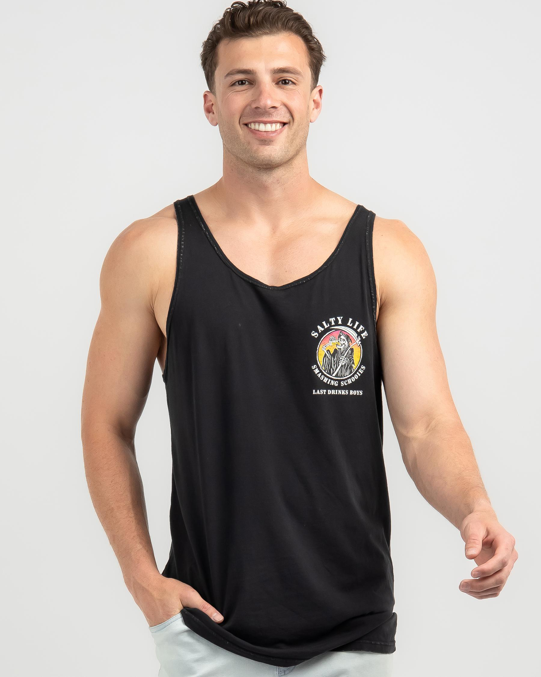 Shop Salty Life Last Drinks Singlet In Black Acid - Fast Shipping ...
