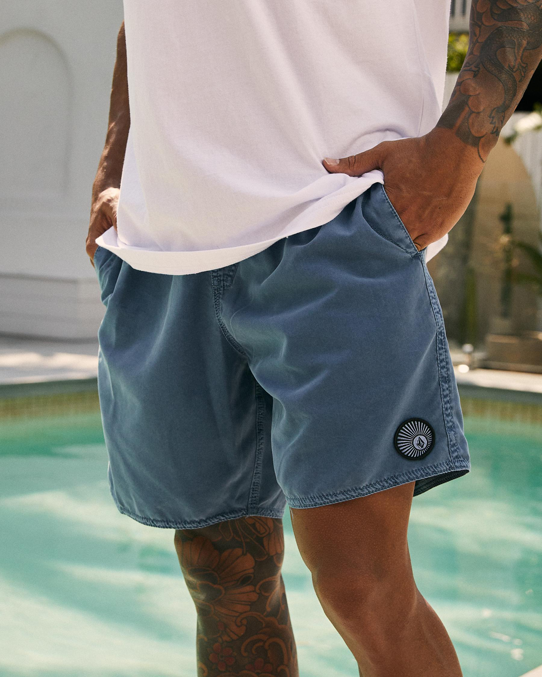 Volcom Center Trunk 17" Board Shorts In Indigo Ridge - Fast Shipping ...