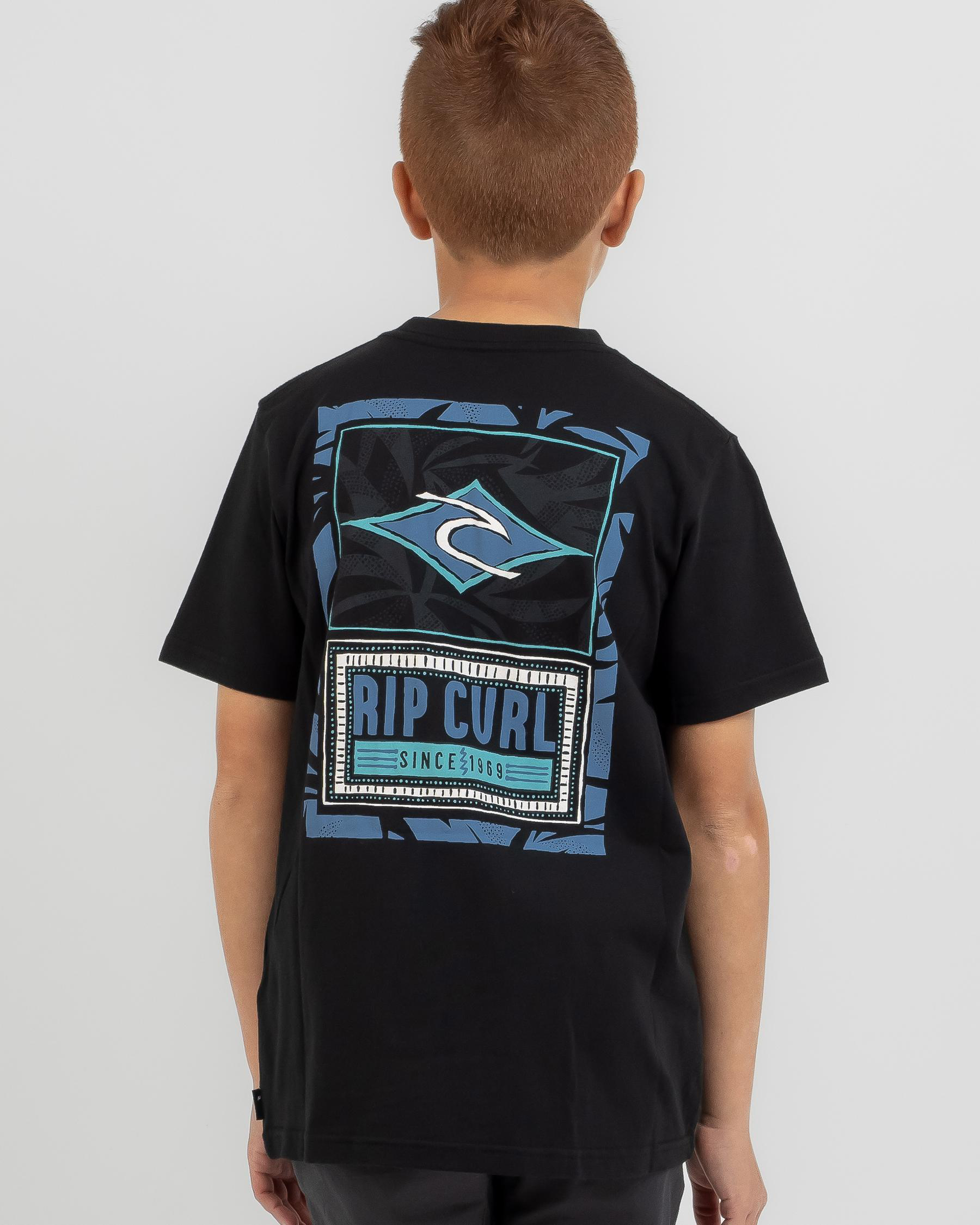Shop Rip Curl Boys' Origin Palms T-Shirt In Black - Fast Shipping ...