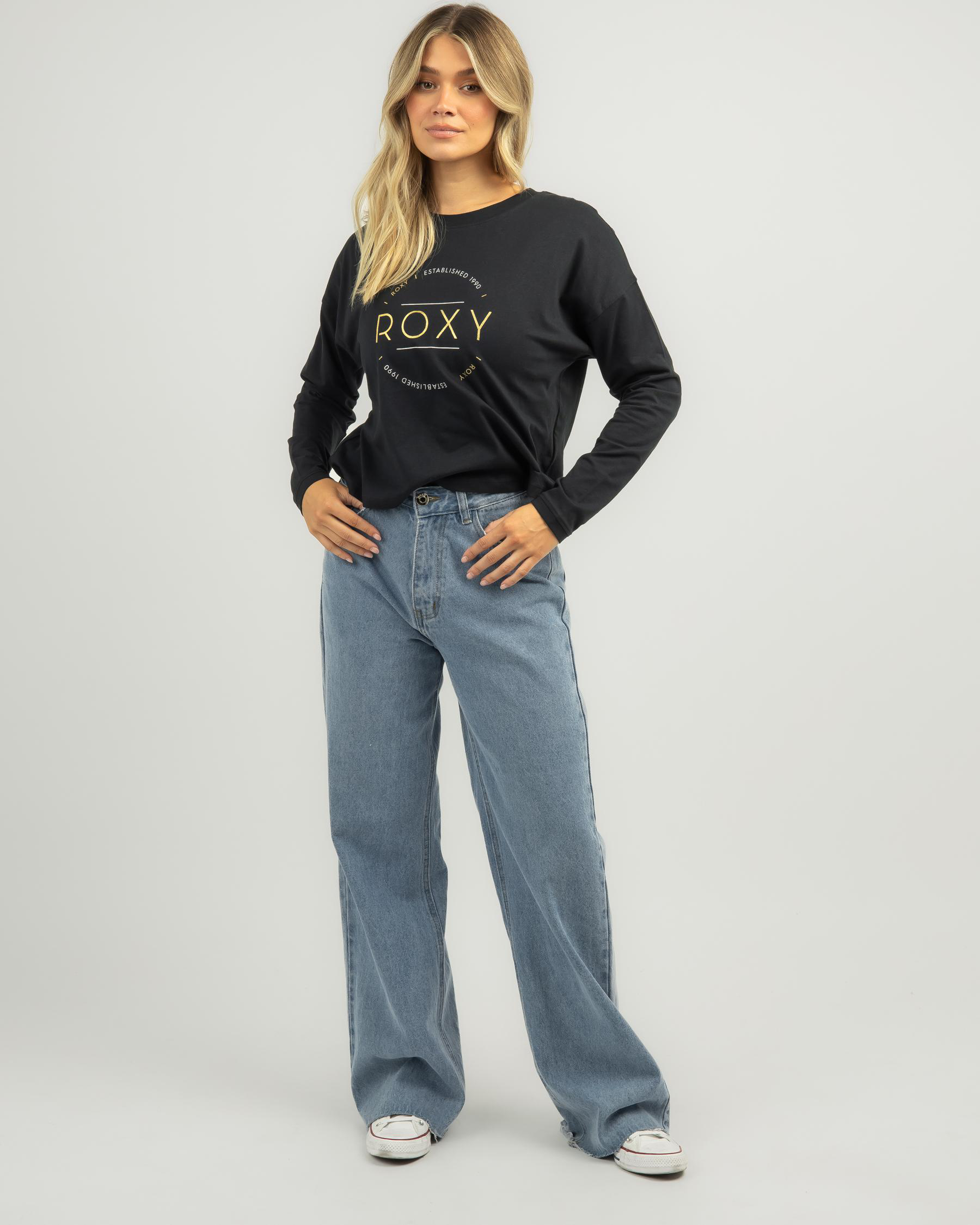 Shop Roxy Winter Noon Long Sleeve T-Shirt In Anthracite - Fast Shipping ...