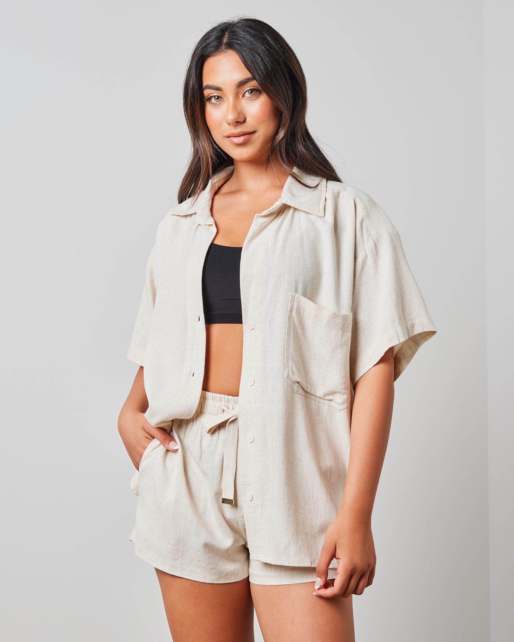 Mooloola Nora Hawaii Short Sleeve Shirt In Natural Salt And Pepper ...