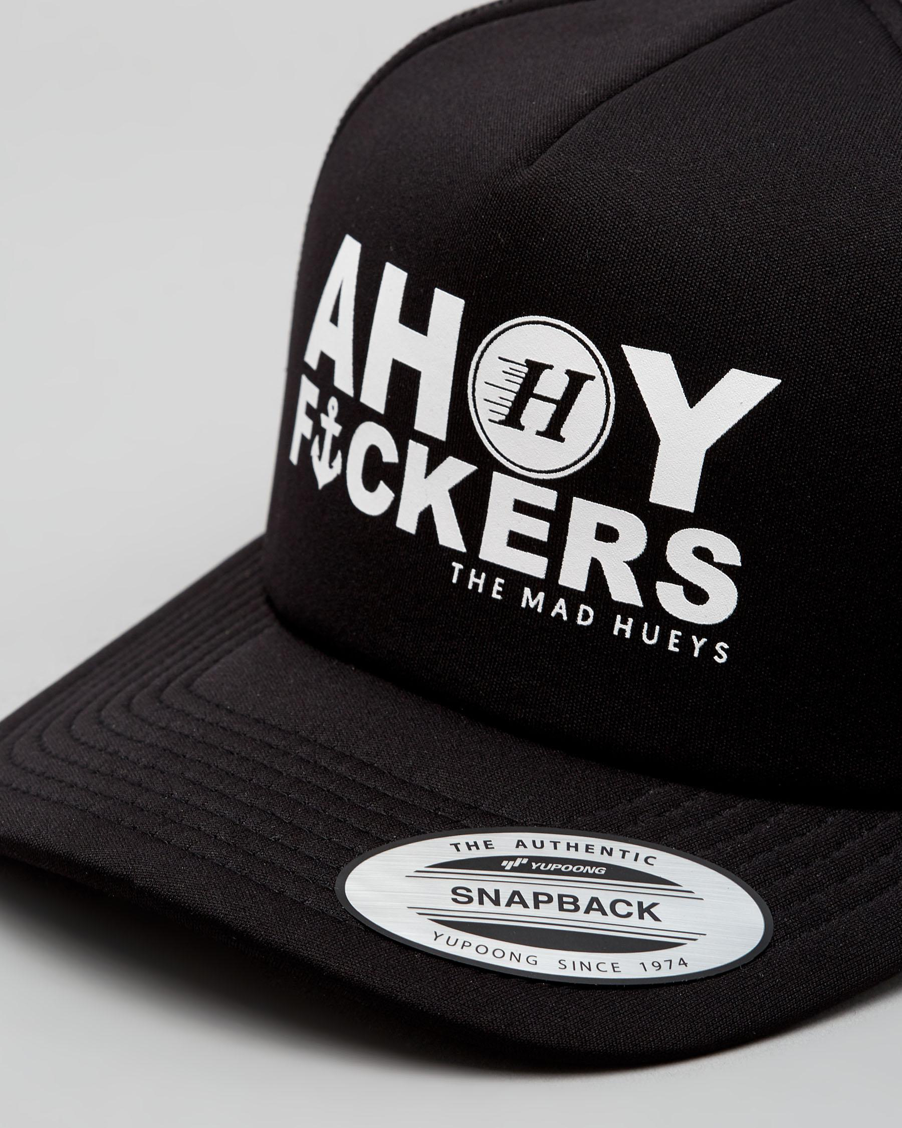Shop The Mad Hueys Ahoy F*ckers II Trucker Cap In Black - Fast Shipping ...
