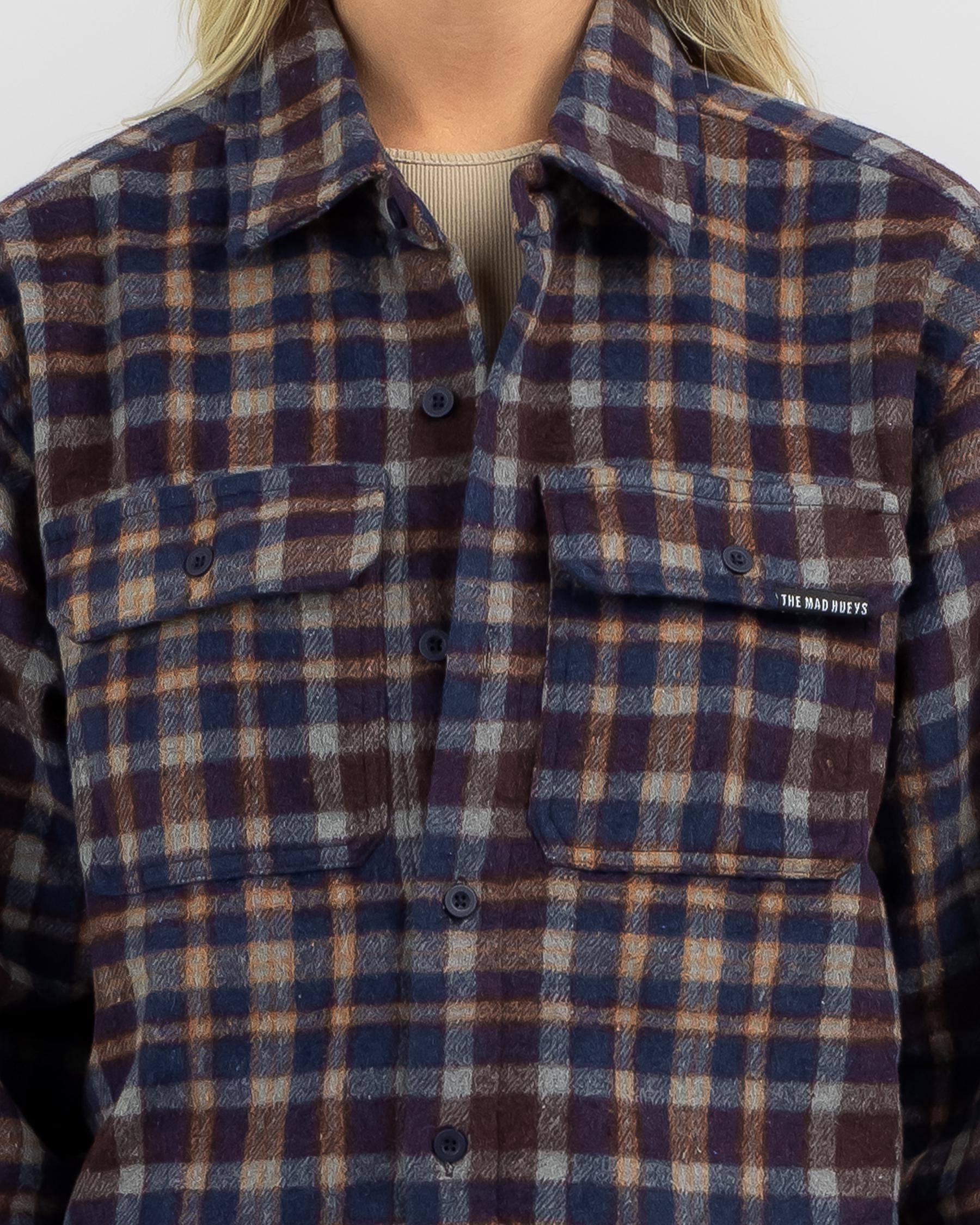Shop The Mad Hueys Classic Check Shacket In Navy - Fast Shipping & Easy ...