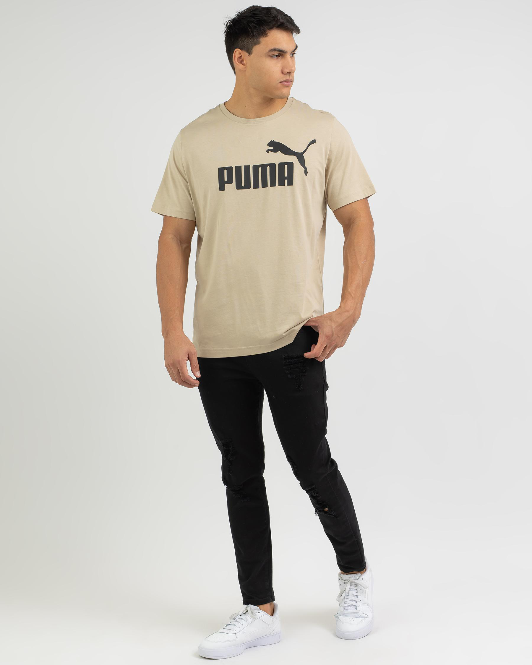 Shop Puma ESS Logo T-Shirt In Putty - Fast Shipping & Easy Returns ...