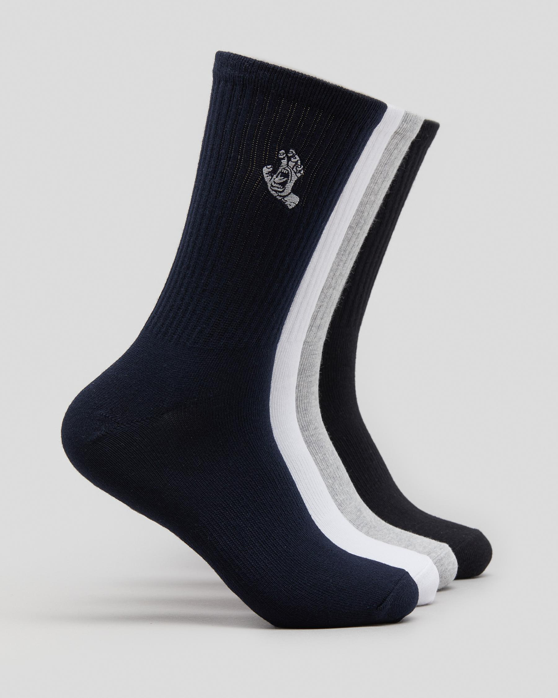 Santa Cruz Mono Hand Socks 4 Pack In Assorted - FREE* Shipping & Easy ...