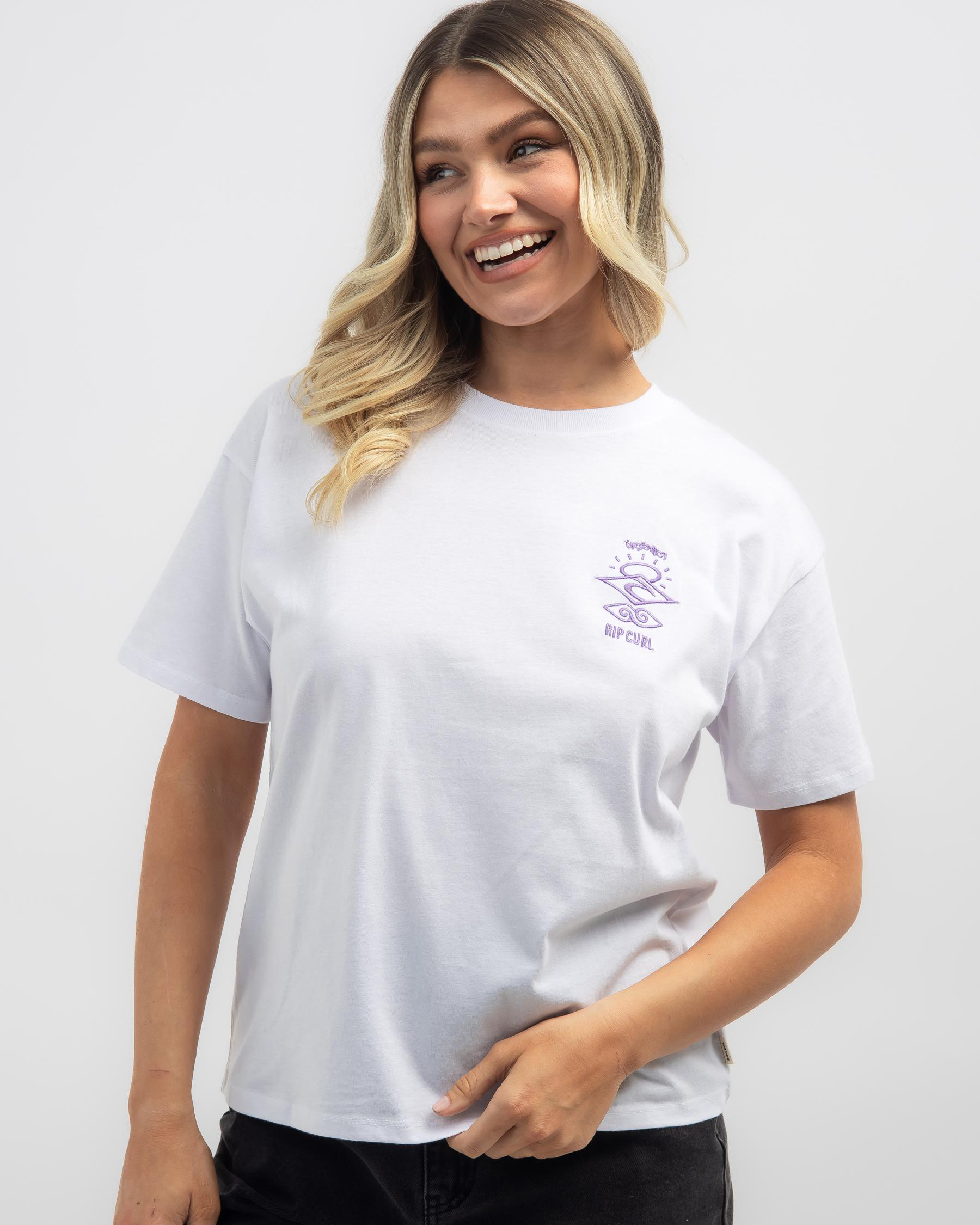 Shop Rip Curl Icons of Surf Relaxed T-Shirt In White - Fast Shipping ...