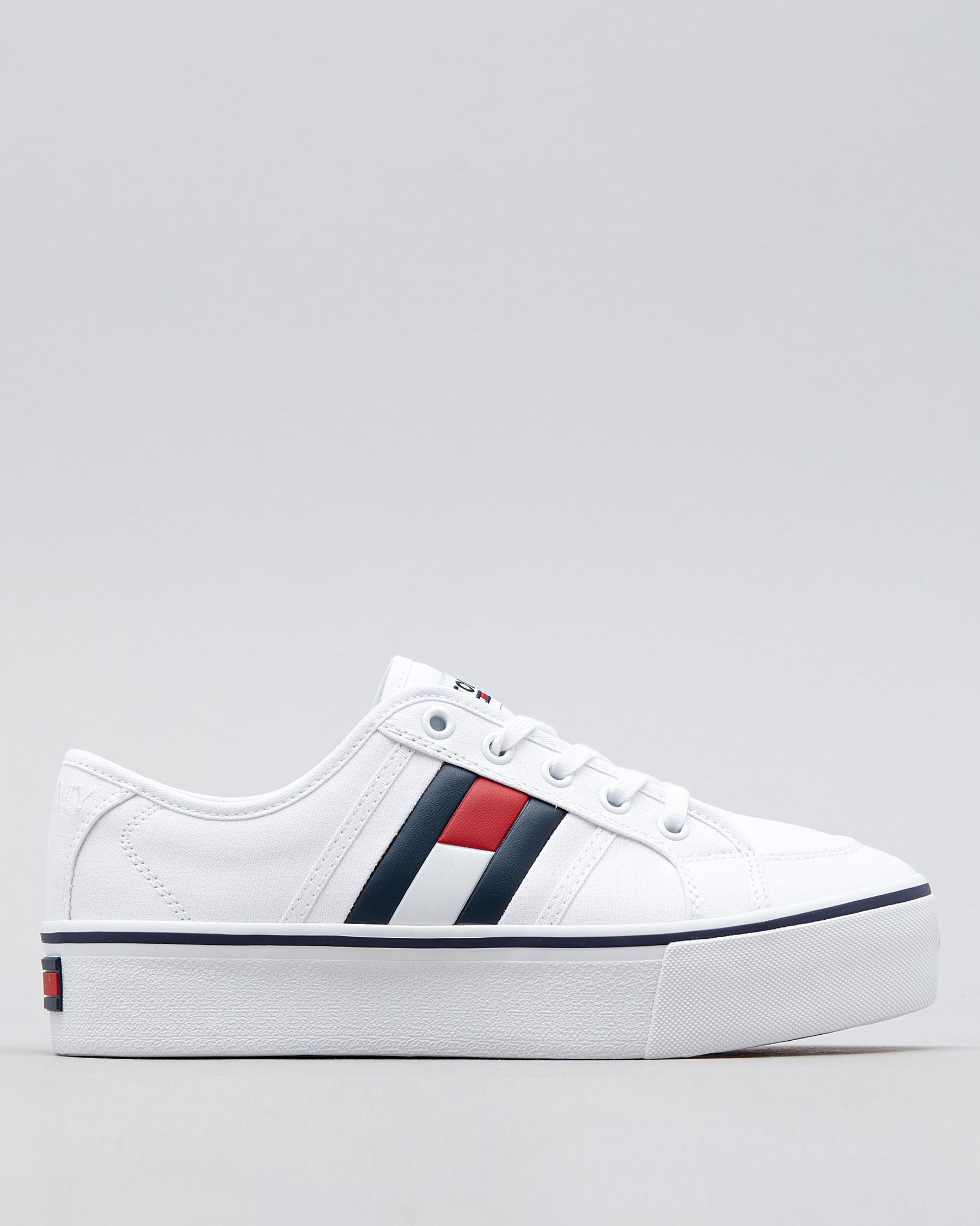 Shop Tommy Hilfiger Womens Flatform Flag Shoes In White - Fast Shipping ...