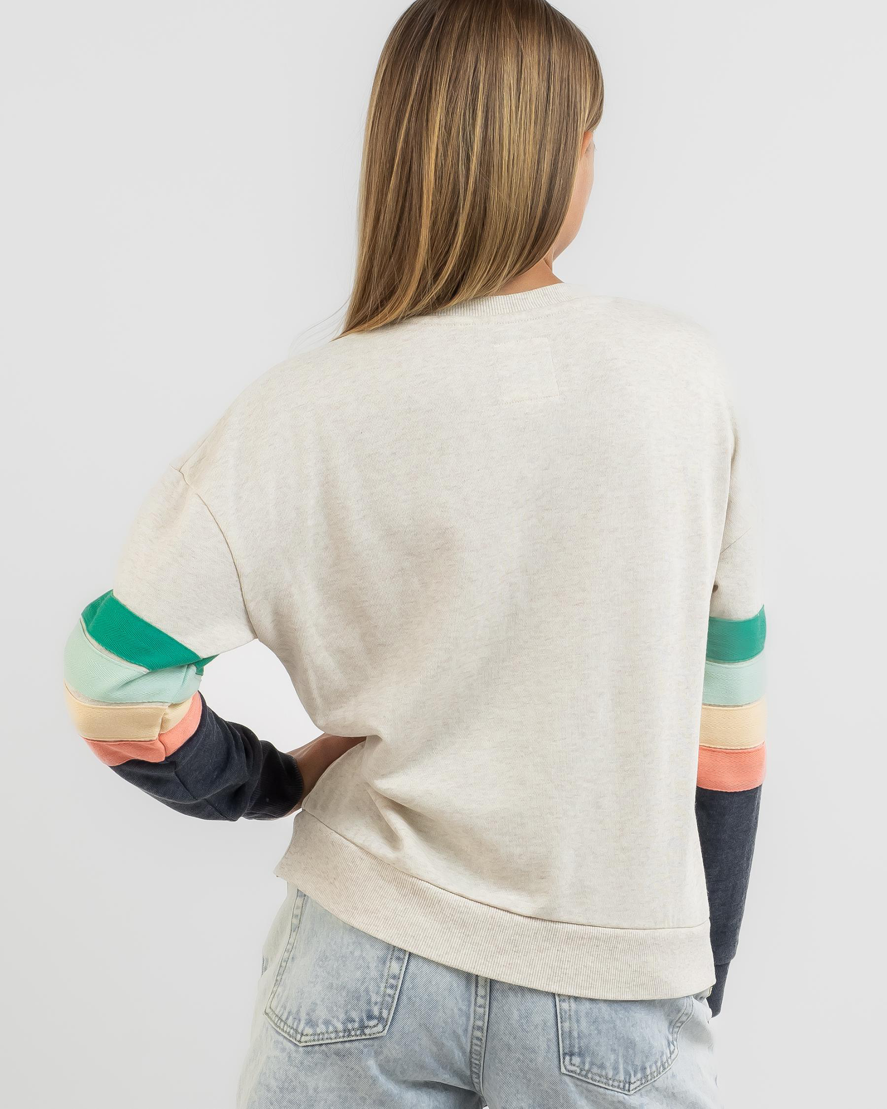 Shop Rip Curl Girls' Surf Break Sweatshirt In Oatmeal Marle - Fast ...