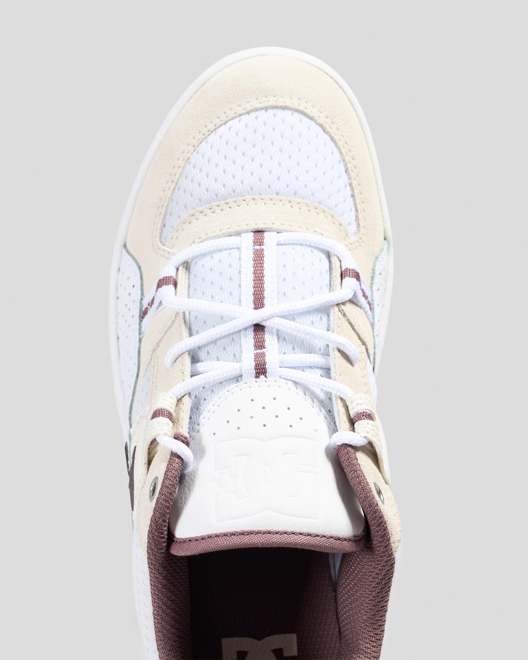 Shop DC Shoes Womens Construct Shoes In White/grapeade - Fast Shipping ...