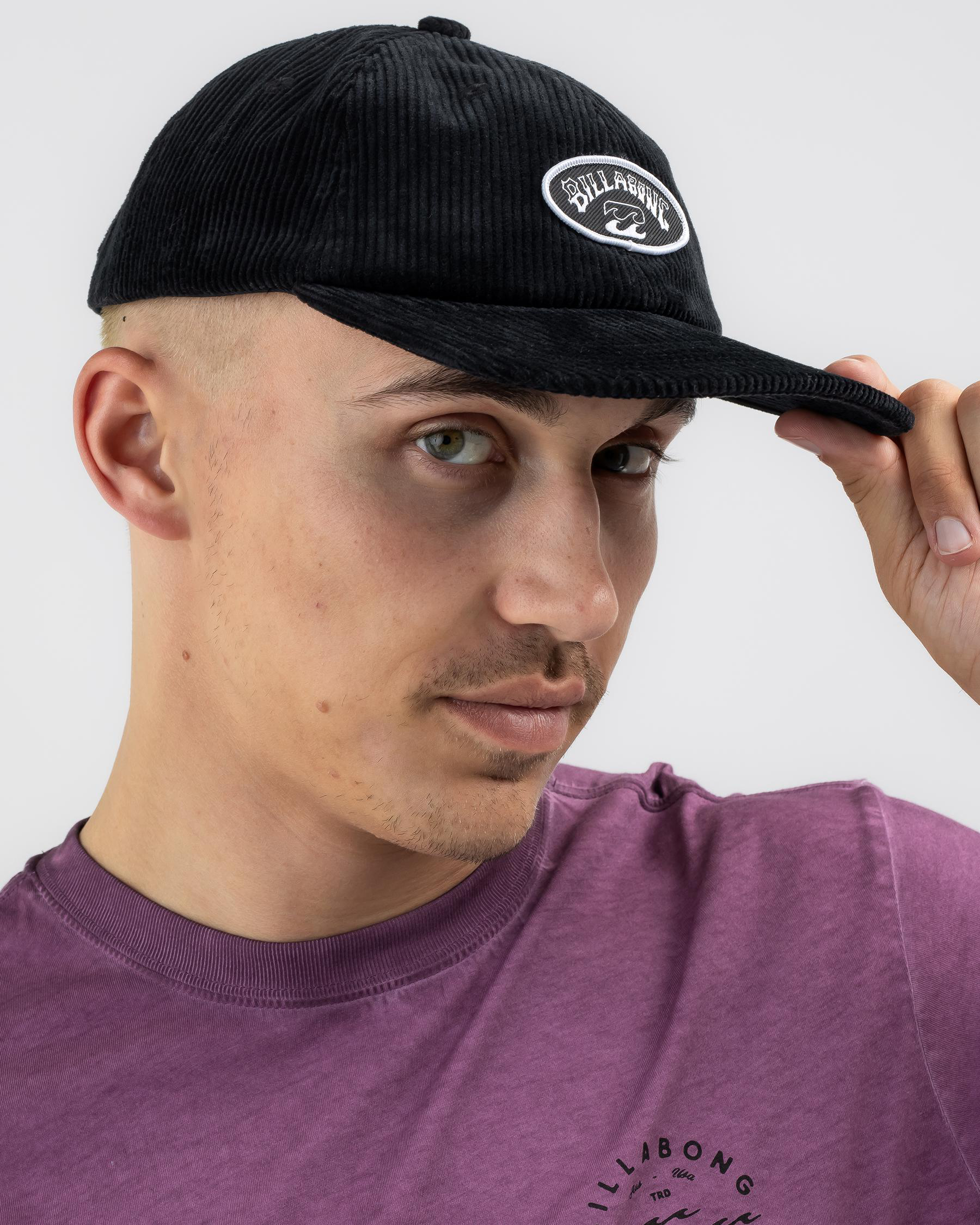 Shop Billabong Base Snapback Cap In Black Corduroy - Fast Shipping ...