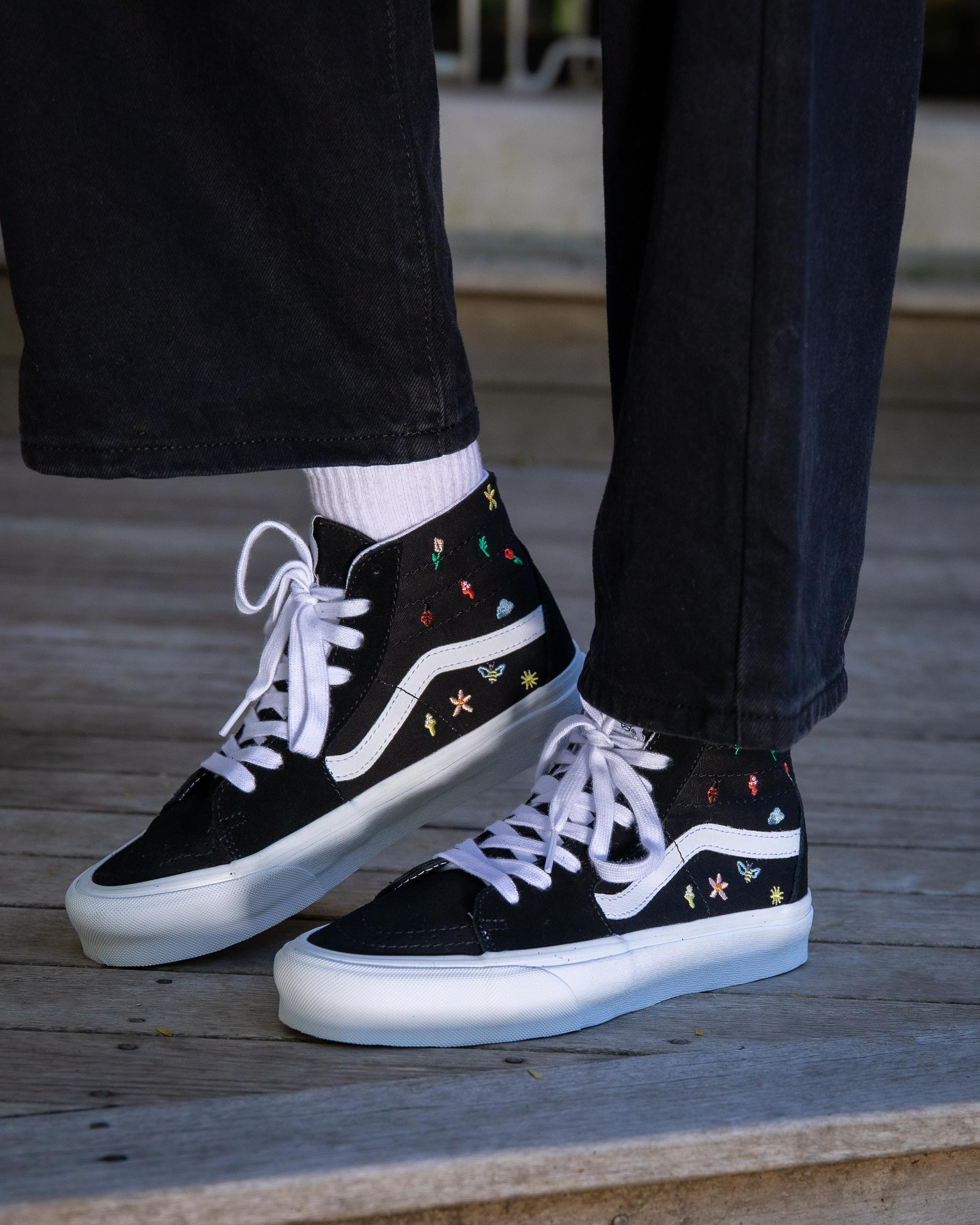 Vans Womens Sk8-Hi Tapered Shoes In Garden Party Black - Fast Shipping ...